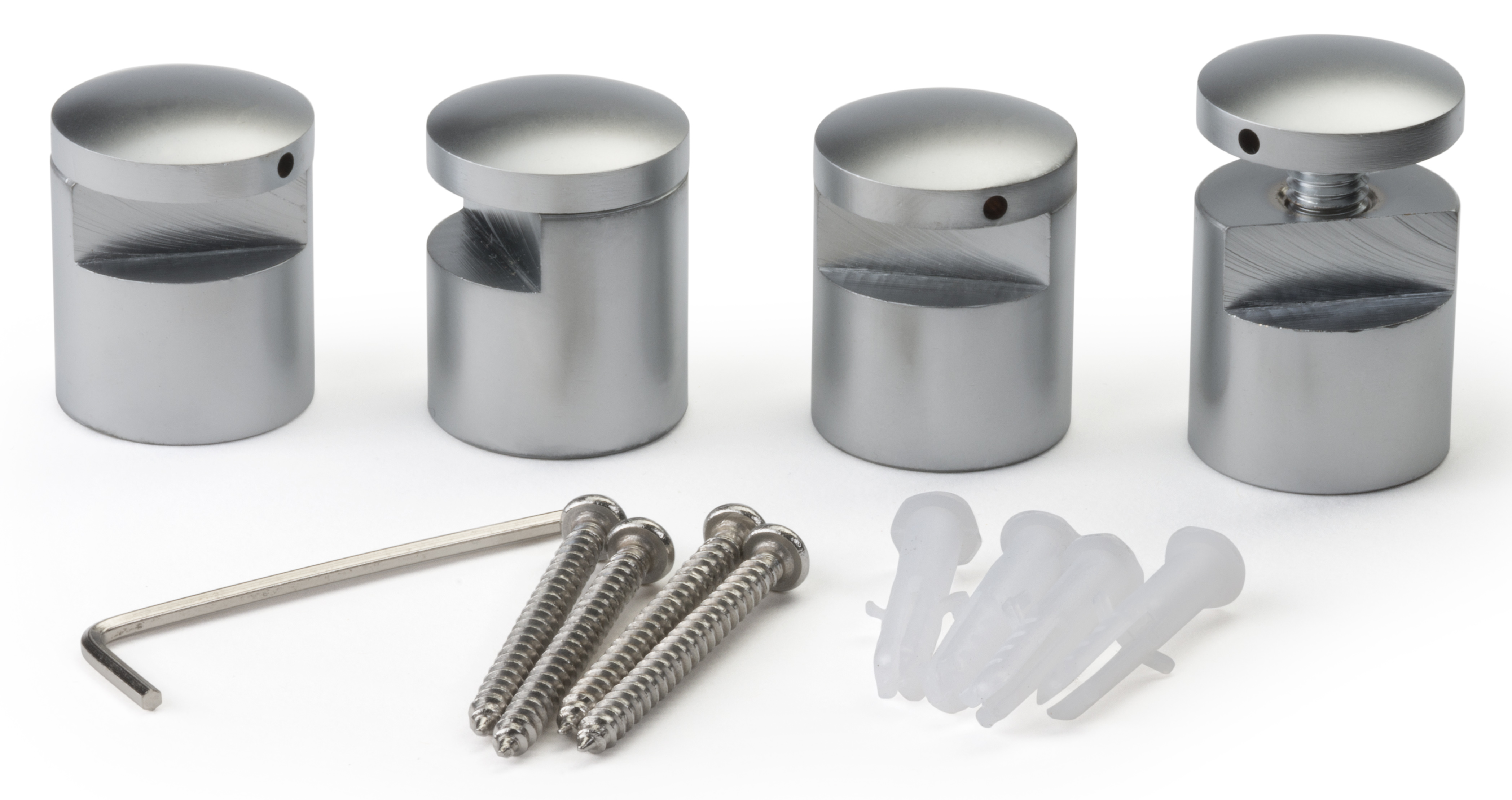 Silver Sign Support | 1 x 5/8 Round Edge Grip Standoffs | Displays2Go