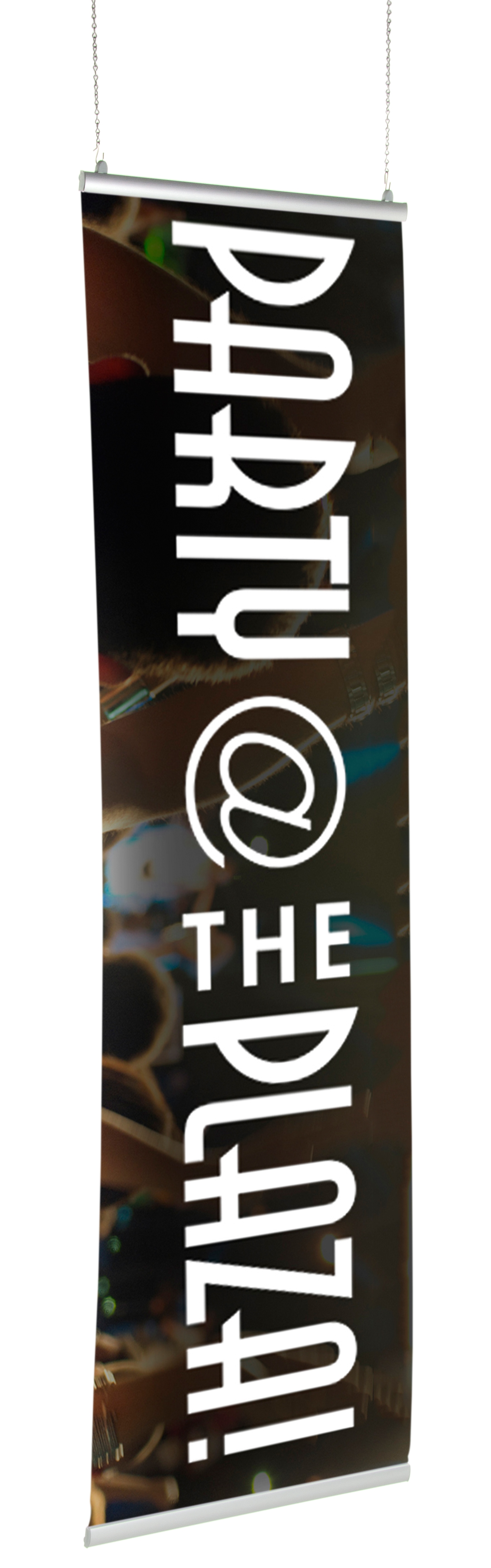 Silver Banner Hanging Rail | 24” Wide with Sliding Clips