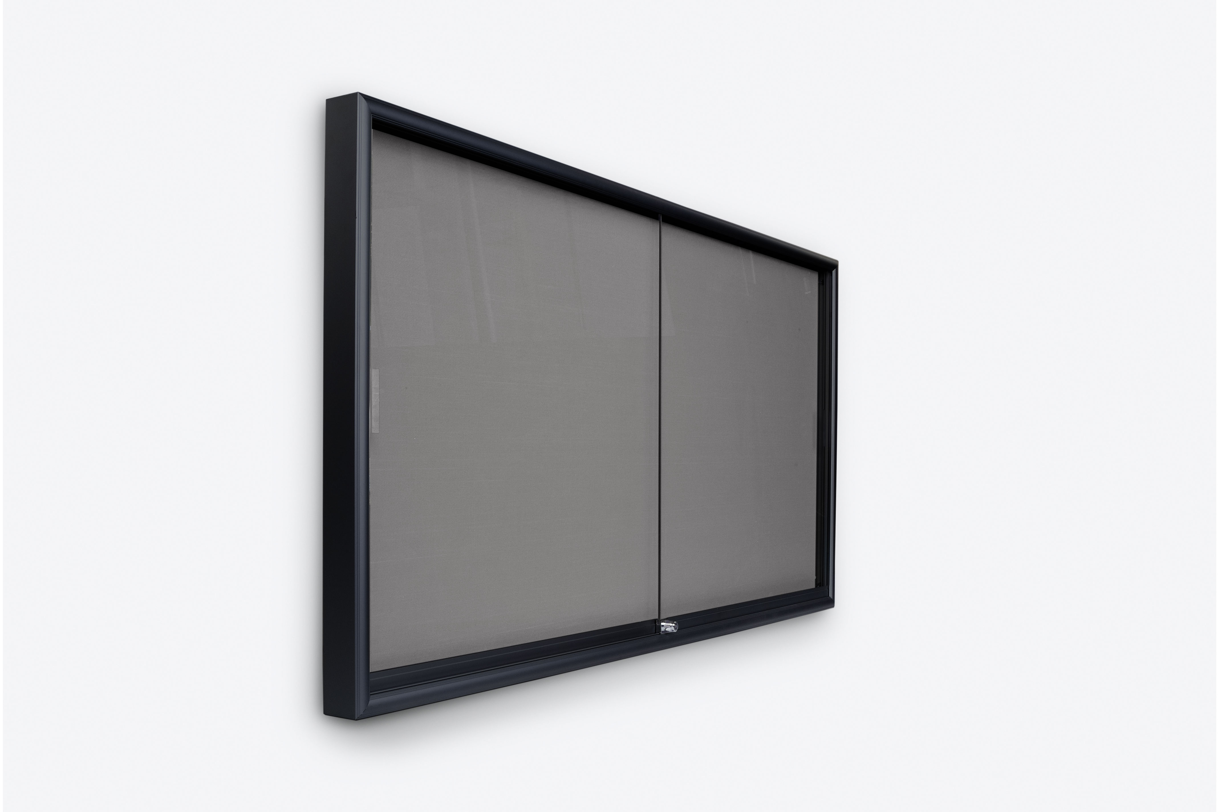 Fabric Tack Board | Bulletin Board with Locking, Sliding Doors ...