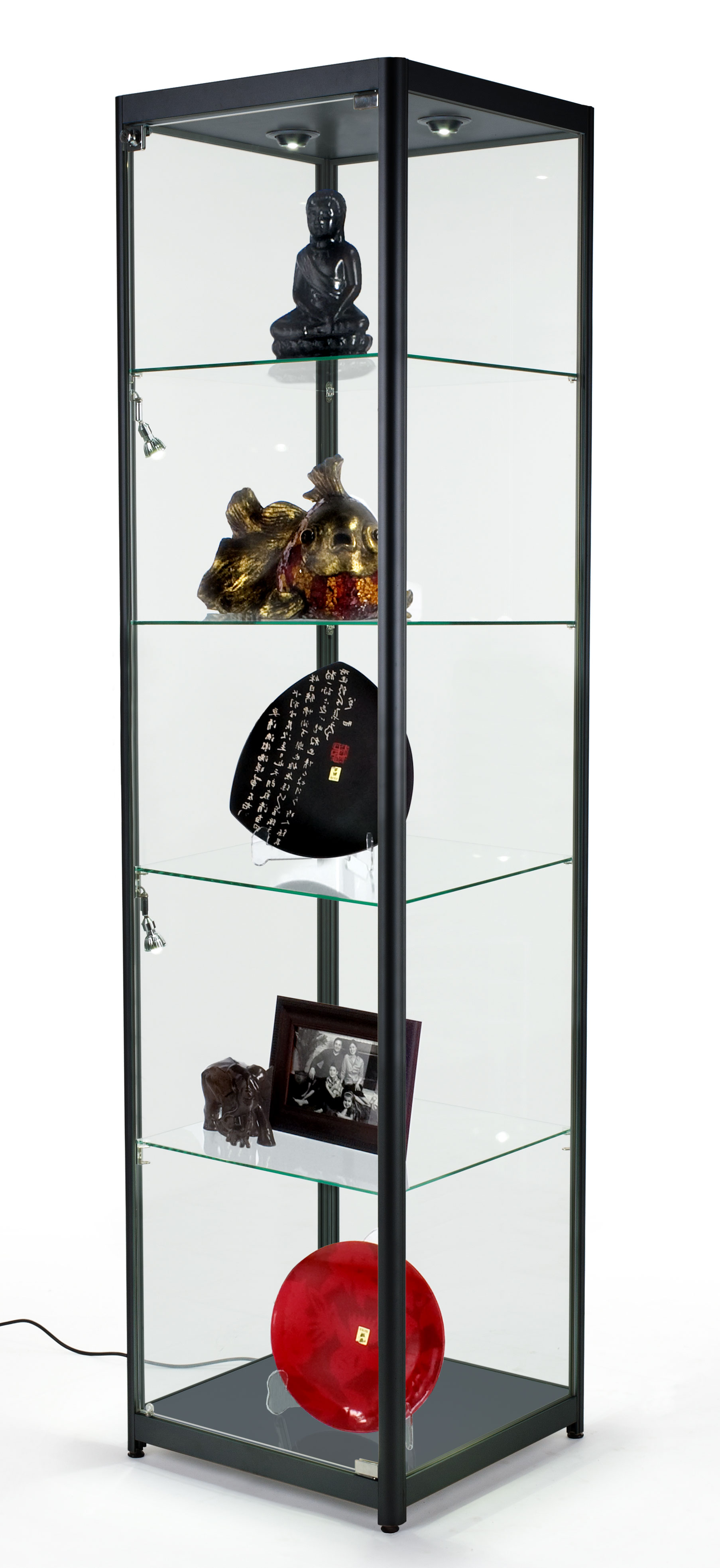 Free Standing Display Cases | Semi-Gloss Aluminum - Halogen Lighting ...