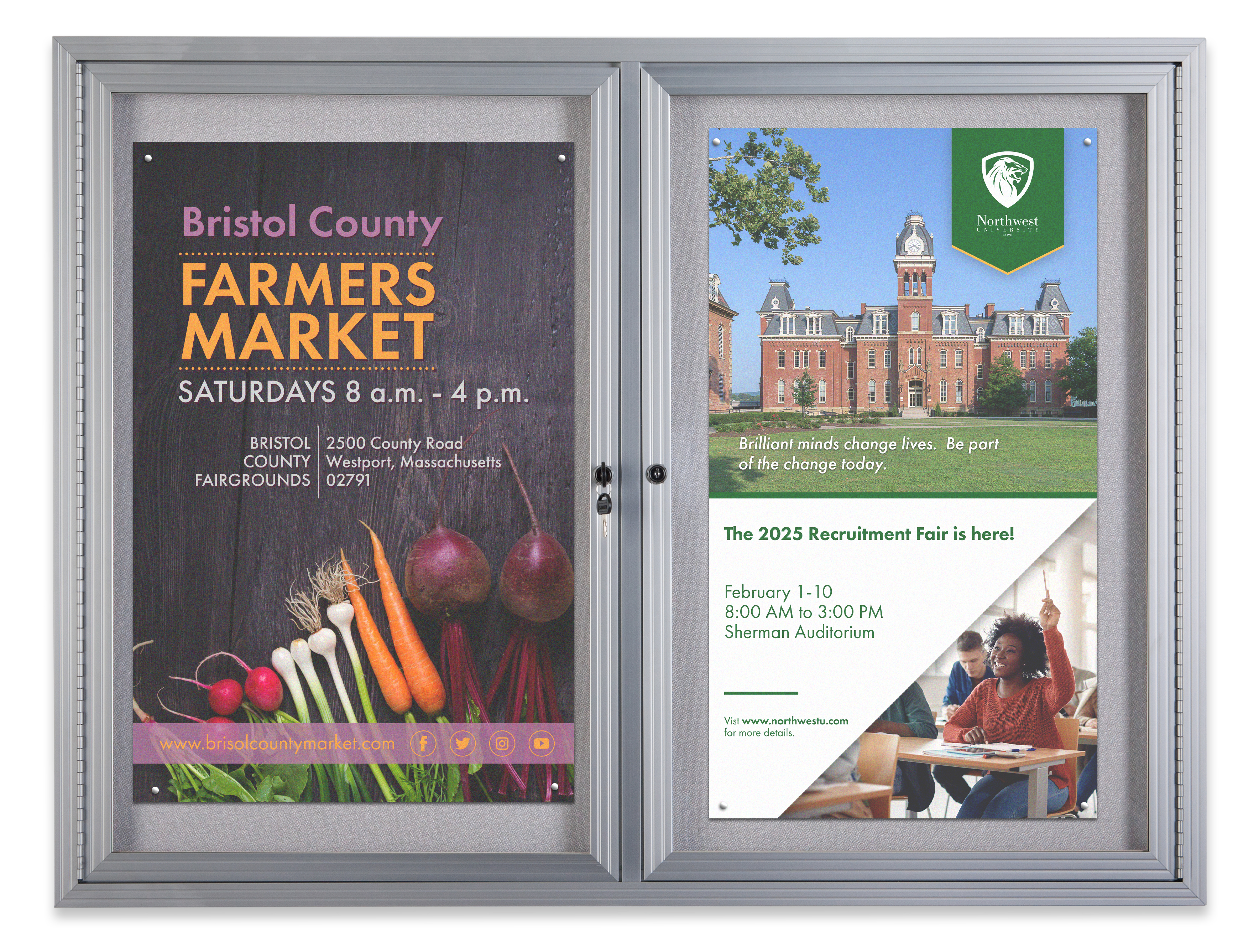 60 x 48 Fabric Tackboard - Acrylic Front Door | Displays2Go