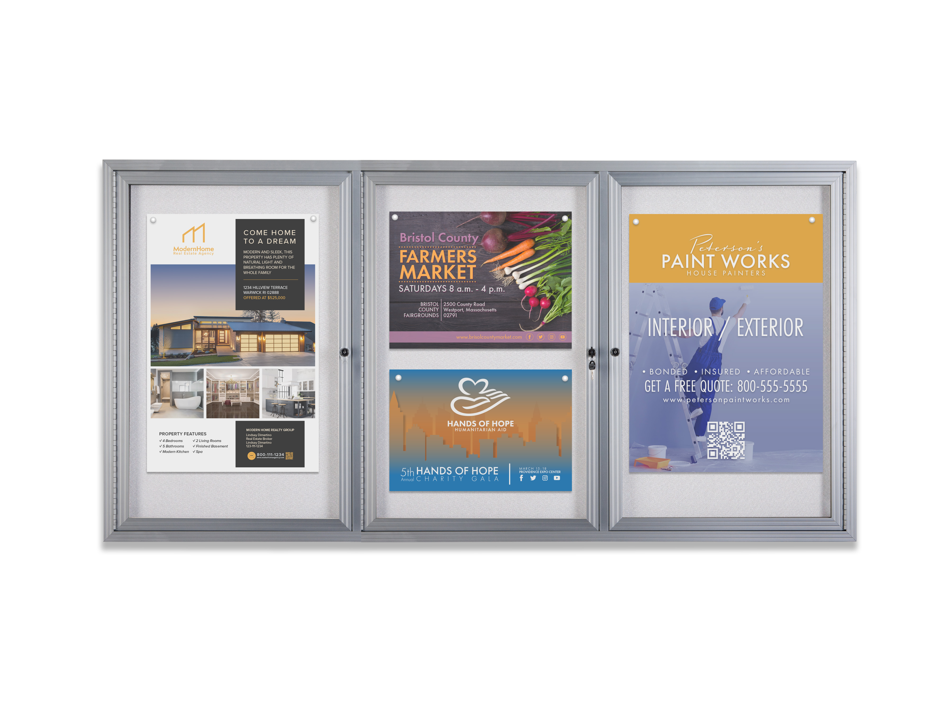 96 x 48 Fabric Message Board - Enclosed Front & Acrylic Door | Displays2Go