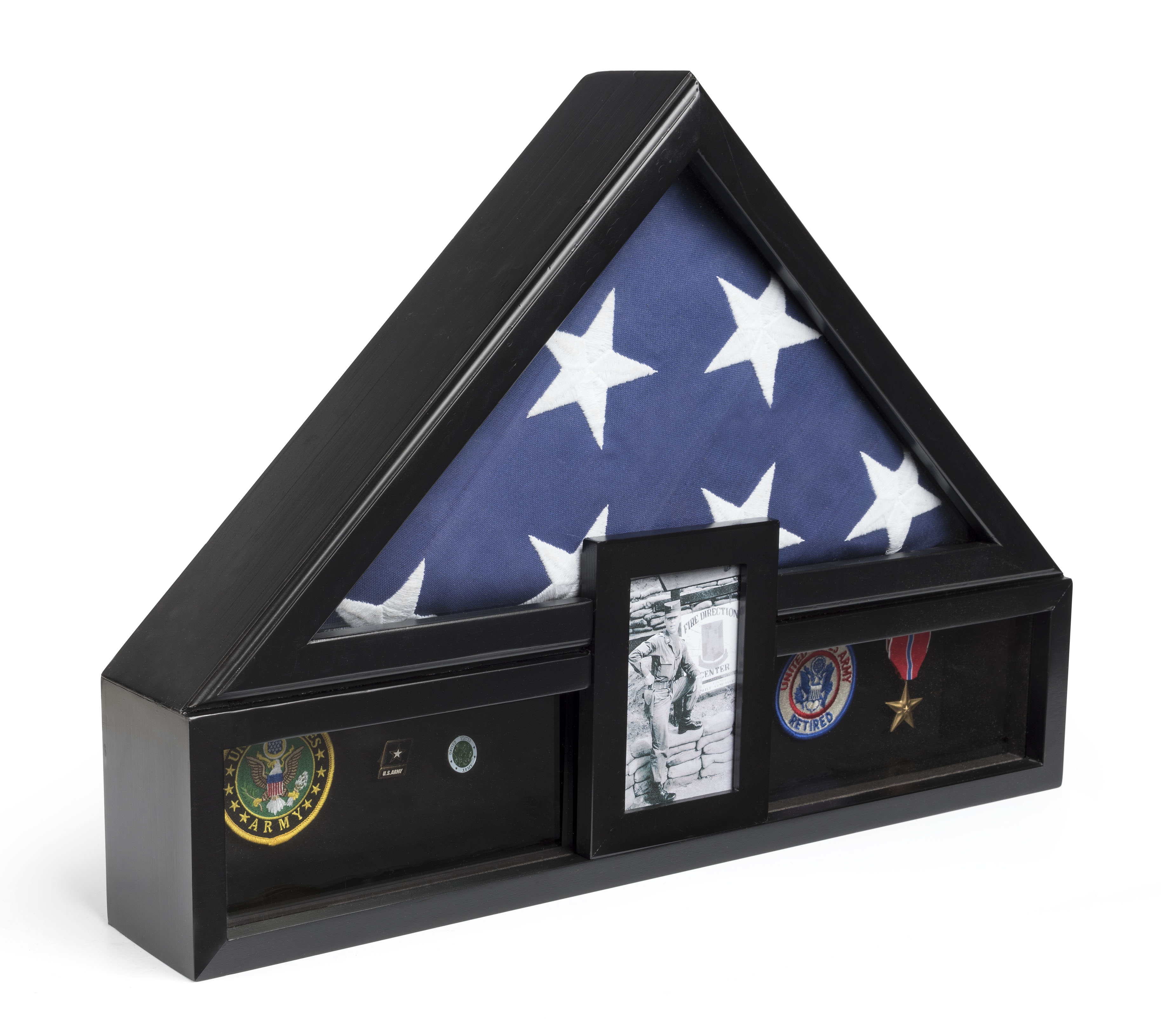 Ceremonial Flag Display Case with Photo Display | 2 Shadow Boxes ...