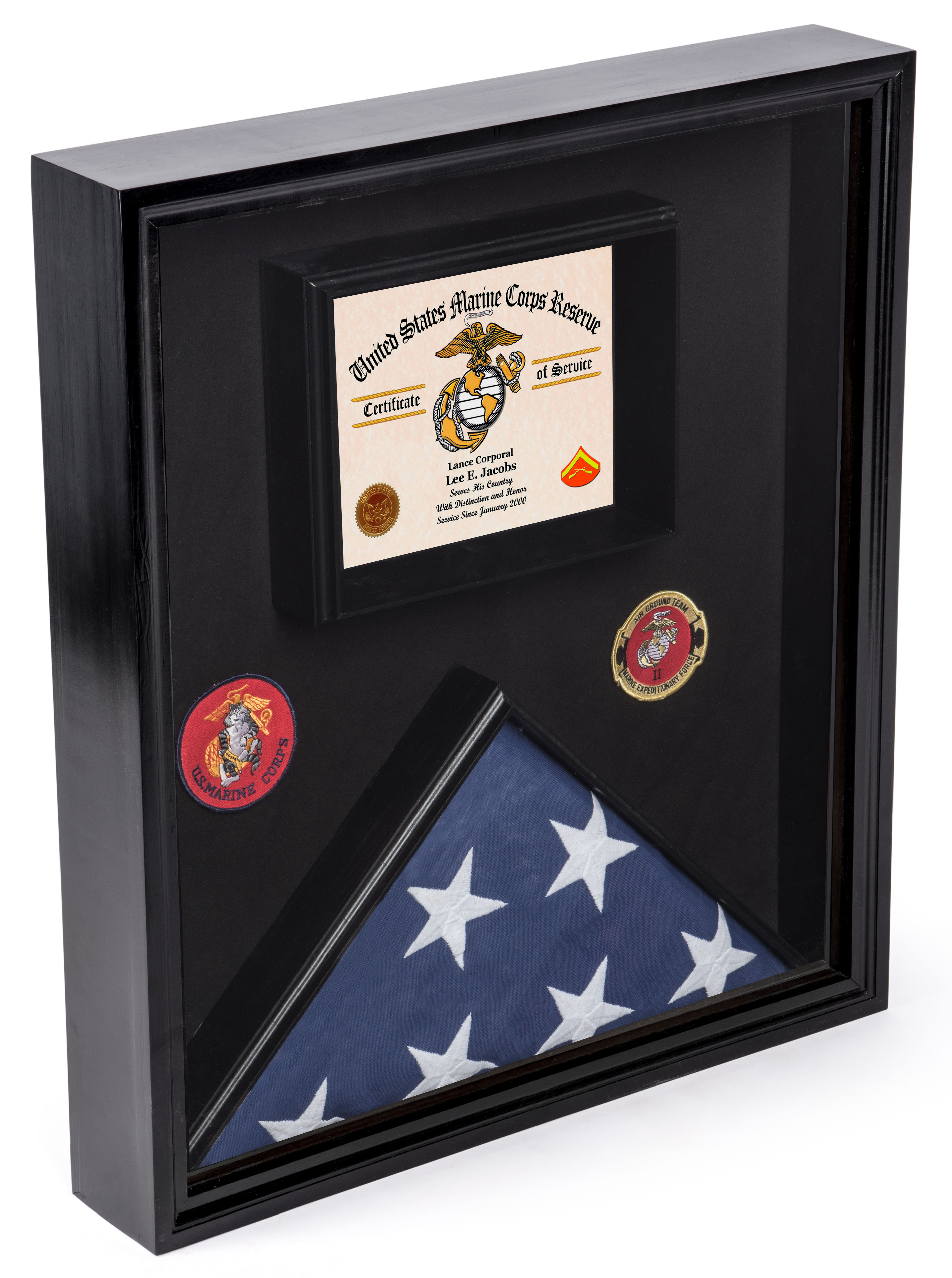 Flag Box for Certificates | Black with Wall Mounting Hardware | Displays2Go