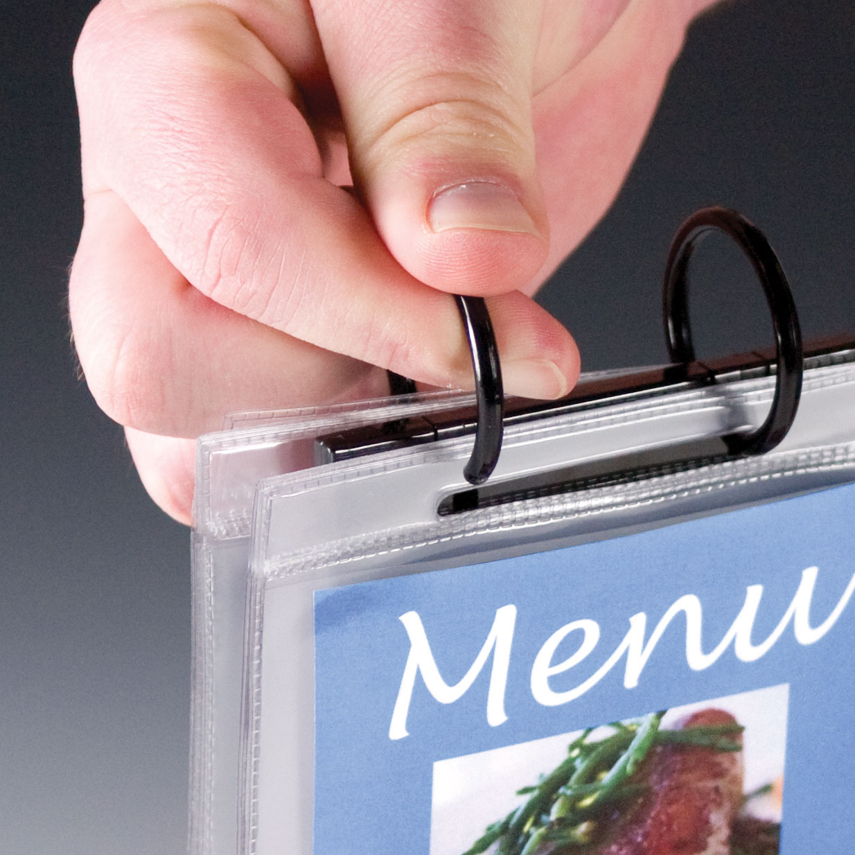 Plastic Ring Menu Holder - Vinyl Sleeves Not Included | Displays2Go