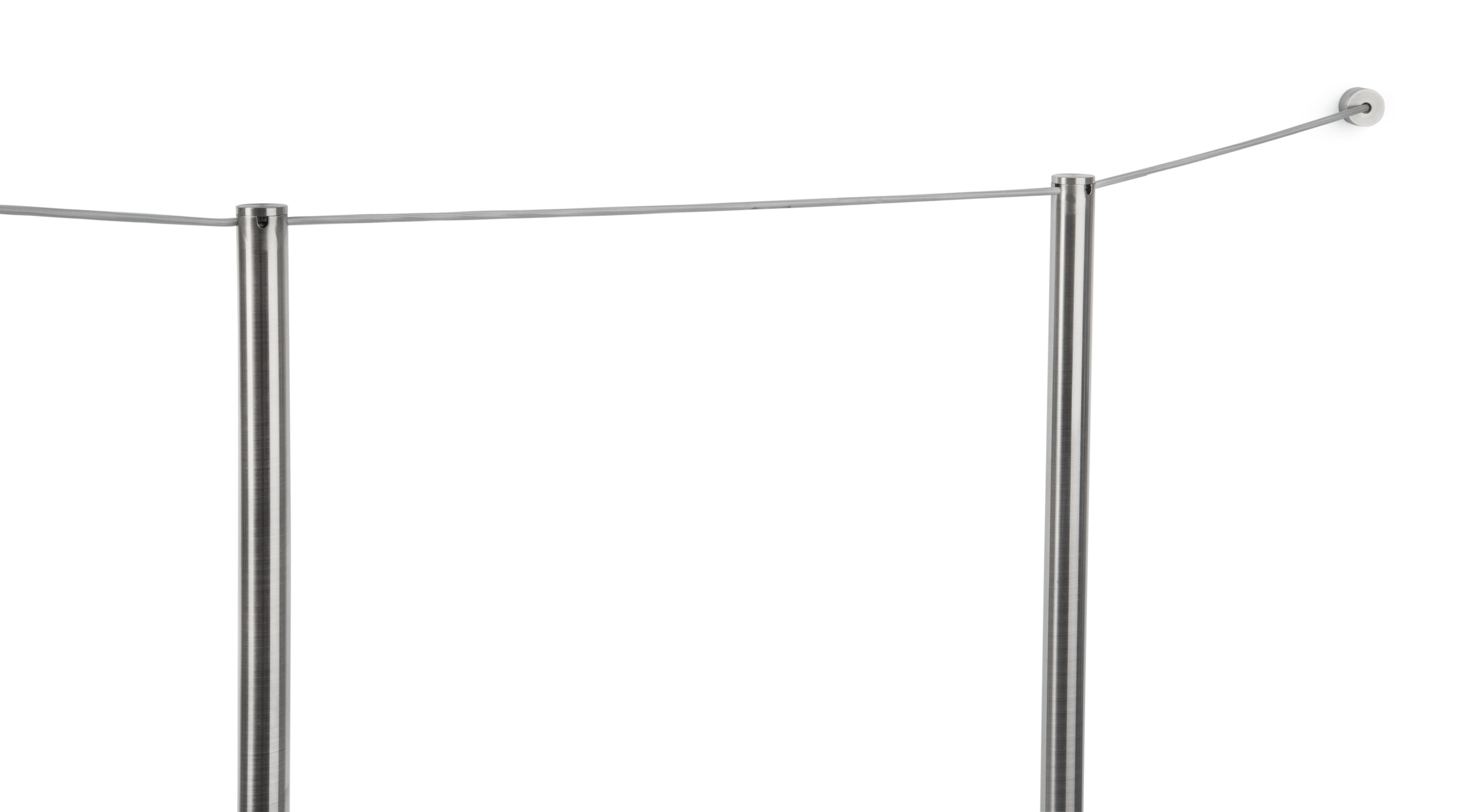 4-Post Silver Low Profile Stanchion Barrier | 50’ Elastic Cord ...