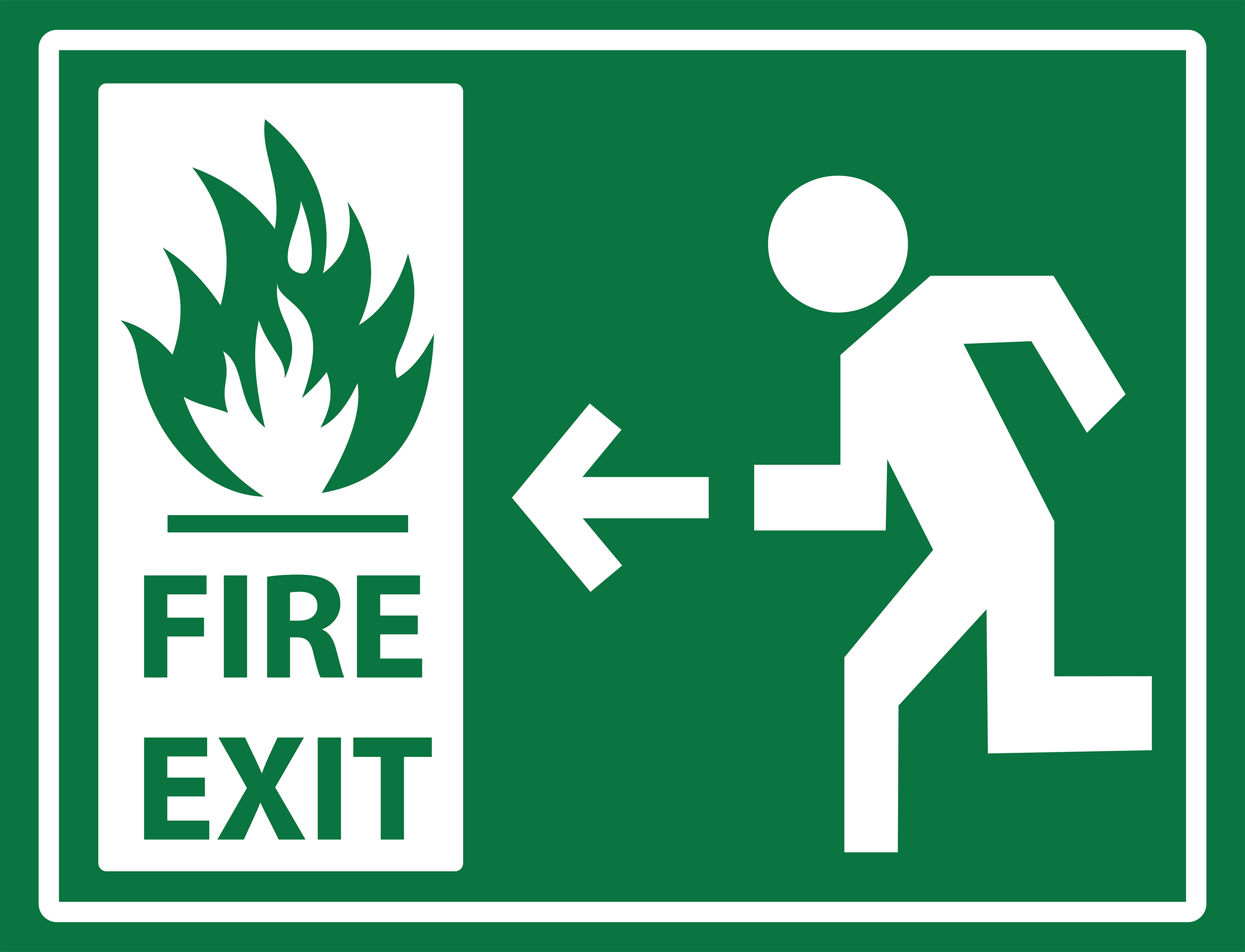 Non-Slip Safety Fire Exit Sign | 24” x 18” Vinyl Decal