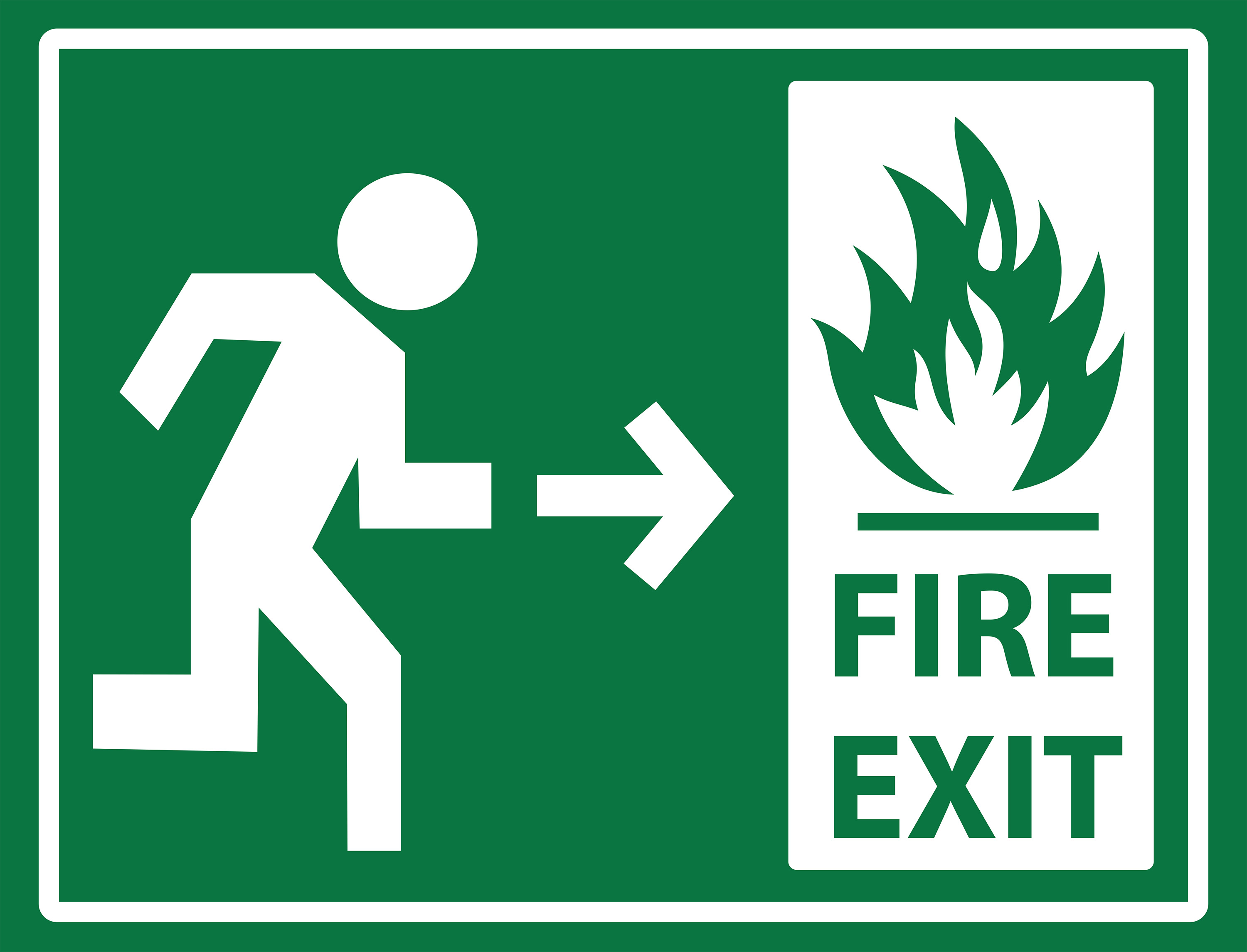 Non-Slip Safety Fire Exit Sticker | 24" x 18" Wayfinding Decal ...