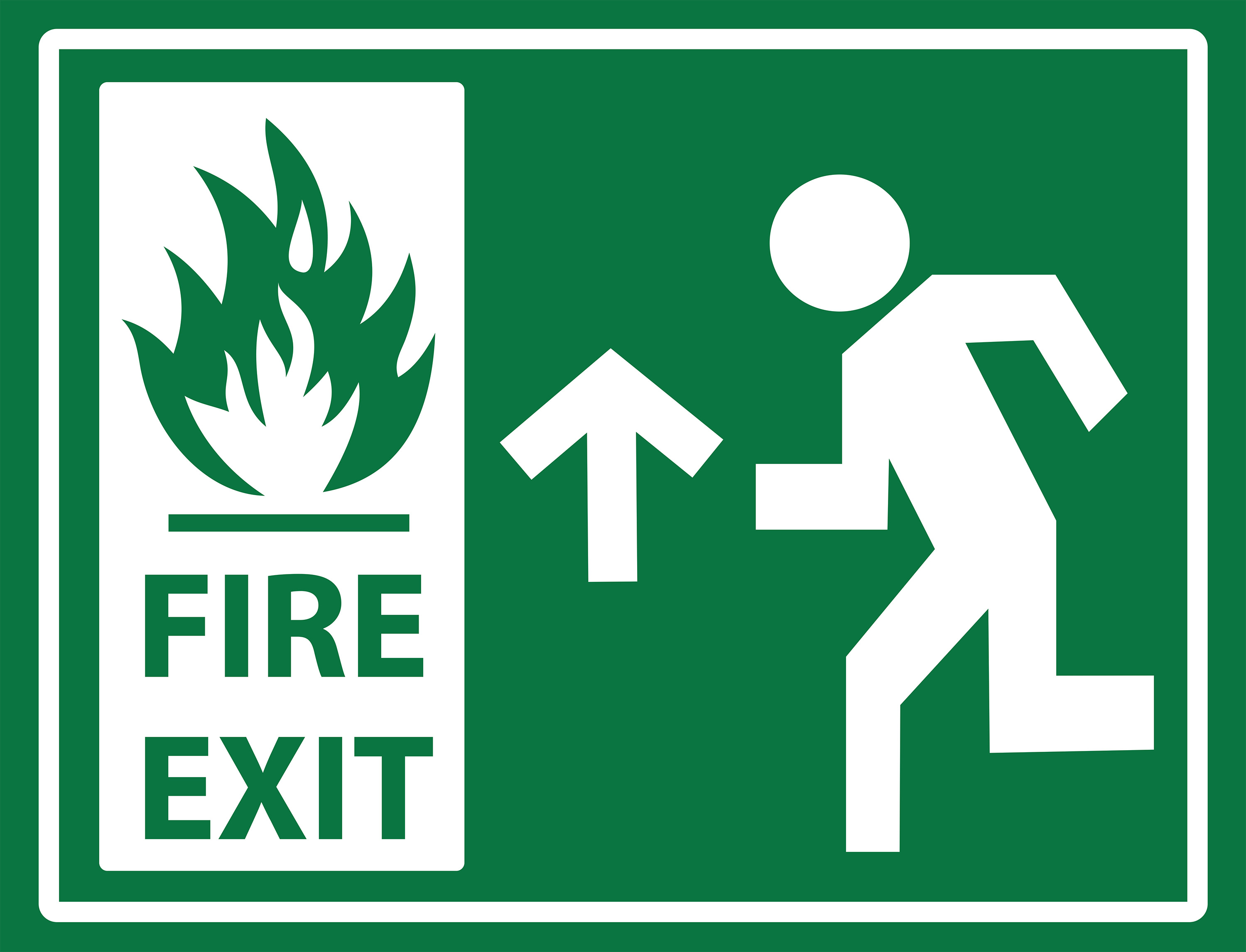 Non-Slip Stick on Fire Exit Safety Sign | 24" x 18" Guide Sign