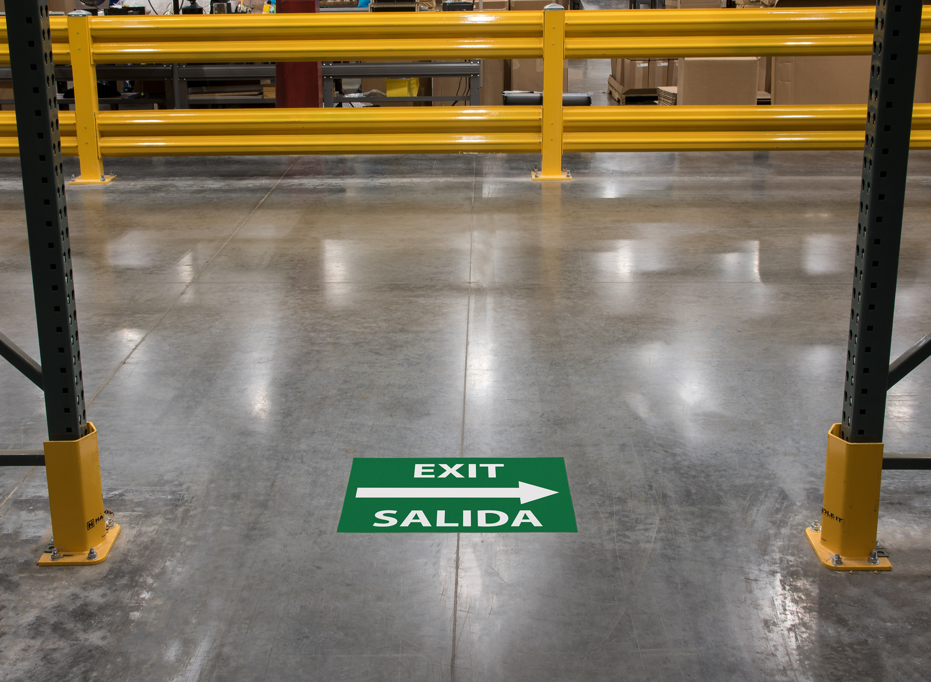 Bilingual Exit Safety Decal Sign | 24" x 18" Floor Sticker | Displays2Go