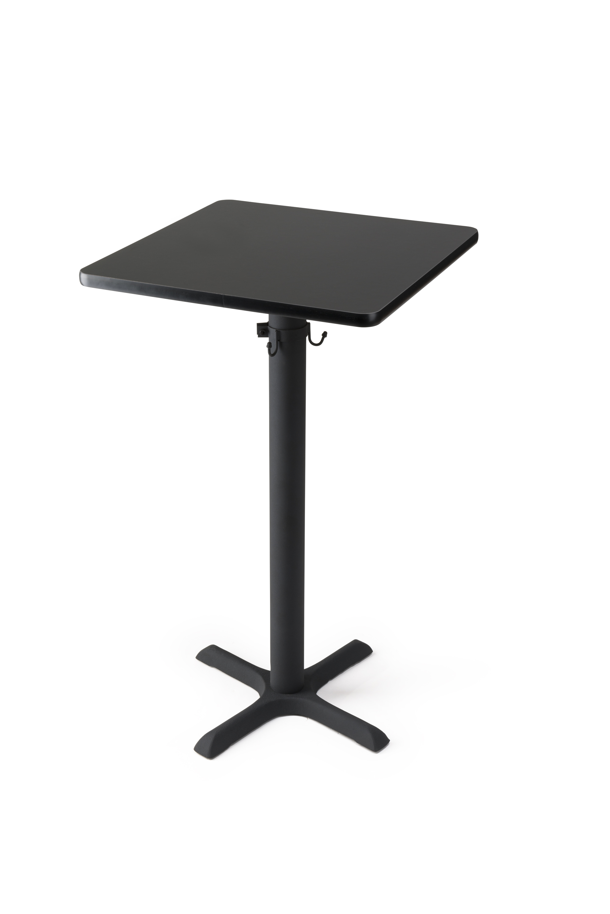Tall Square Highboy Table | 24”w 42”h Black w/ Bag Hooks | Displays2Go