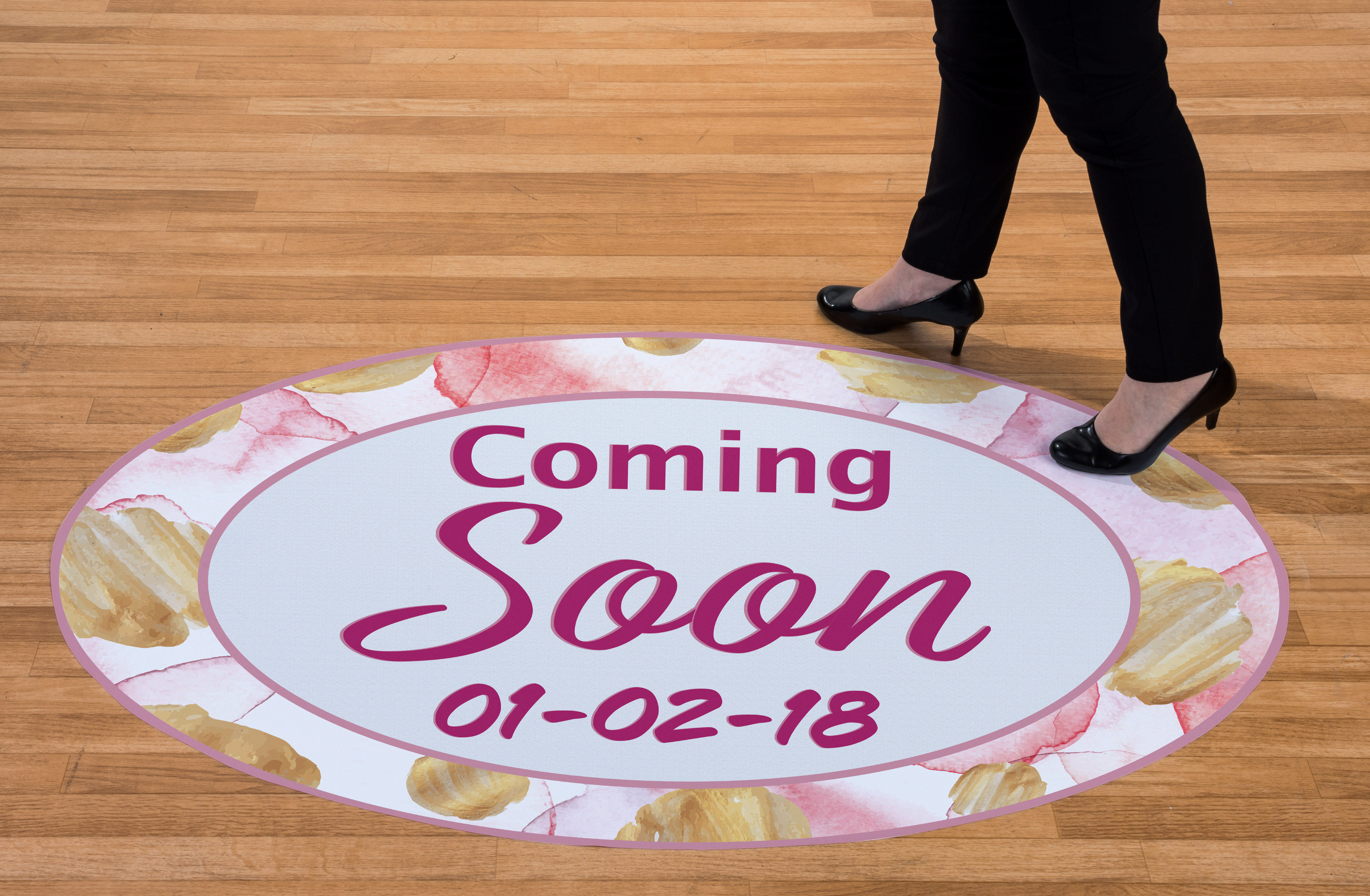 Personalized COMING SOON Floor Decals | Customized Date | Displays2Go