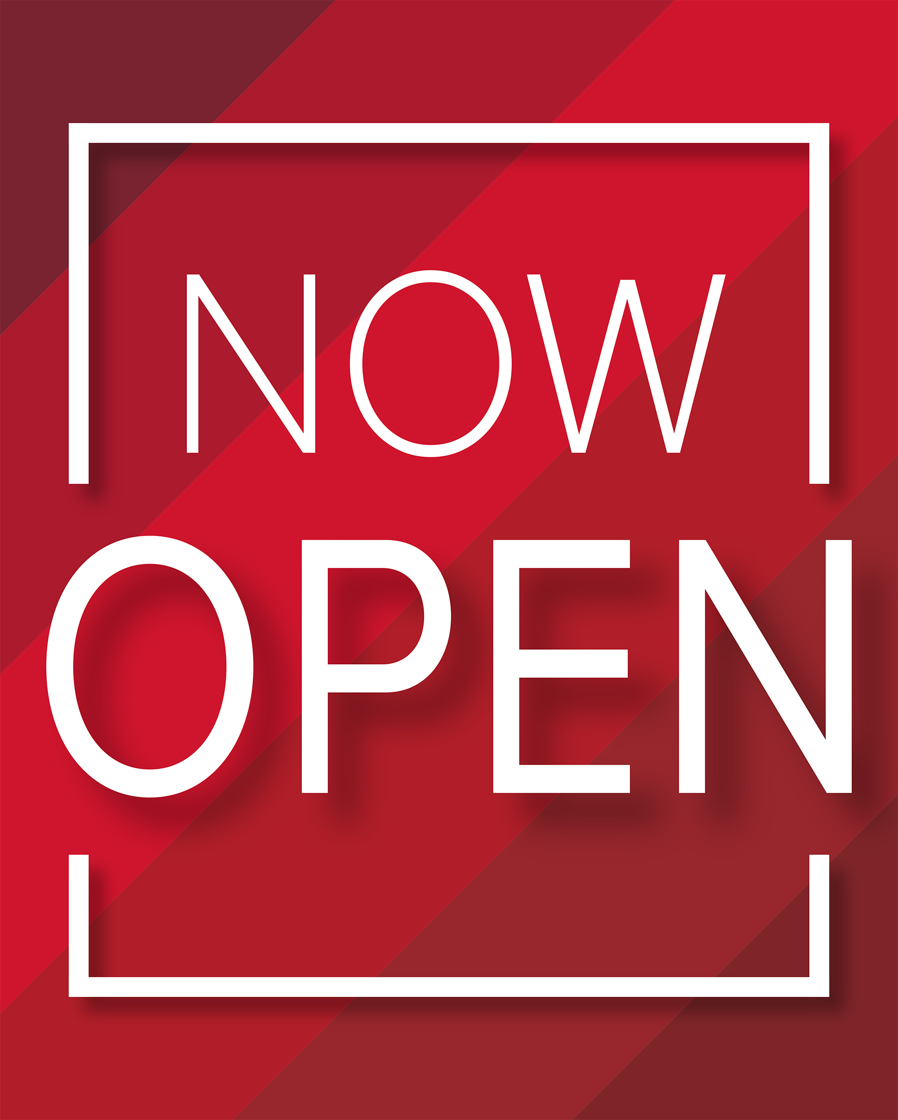 NOW OPEN Extra Large Red Floor Decal Stickers | 48" x 60" | Displays2Go
