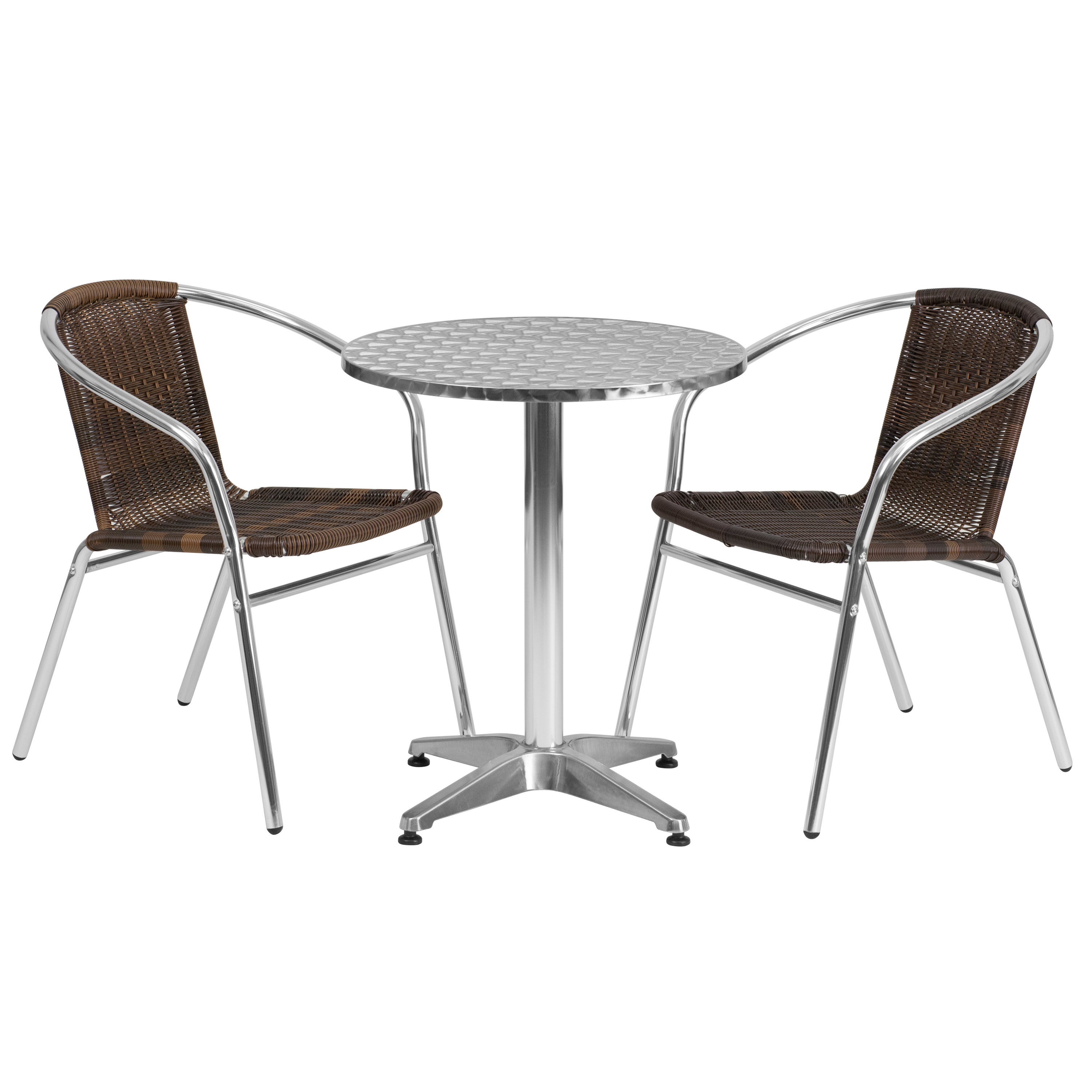 Aluminum and Rattan Indoor/Outdoor Cafe Set | 3-Piece Set | Displays2Go