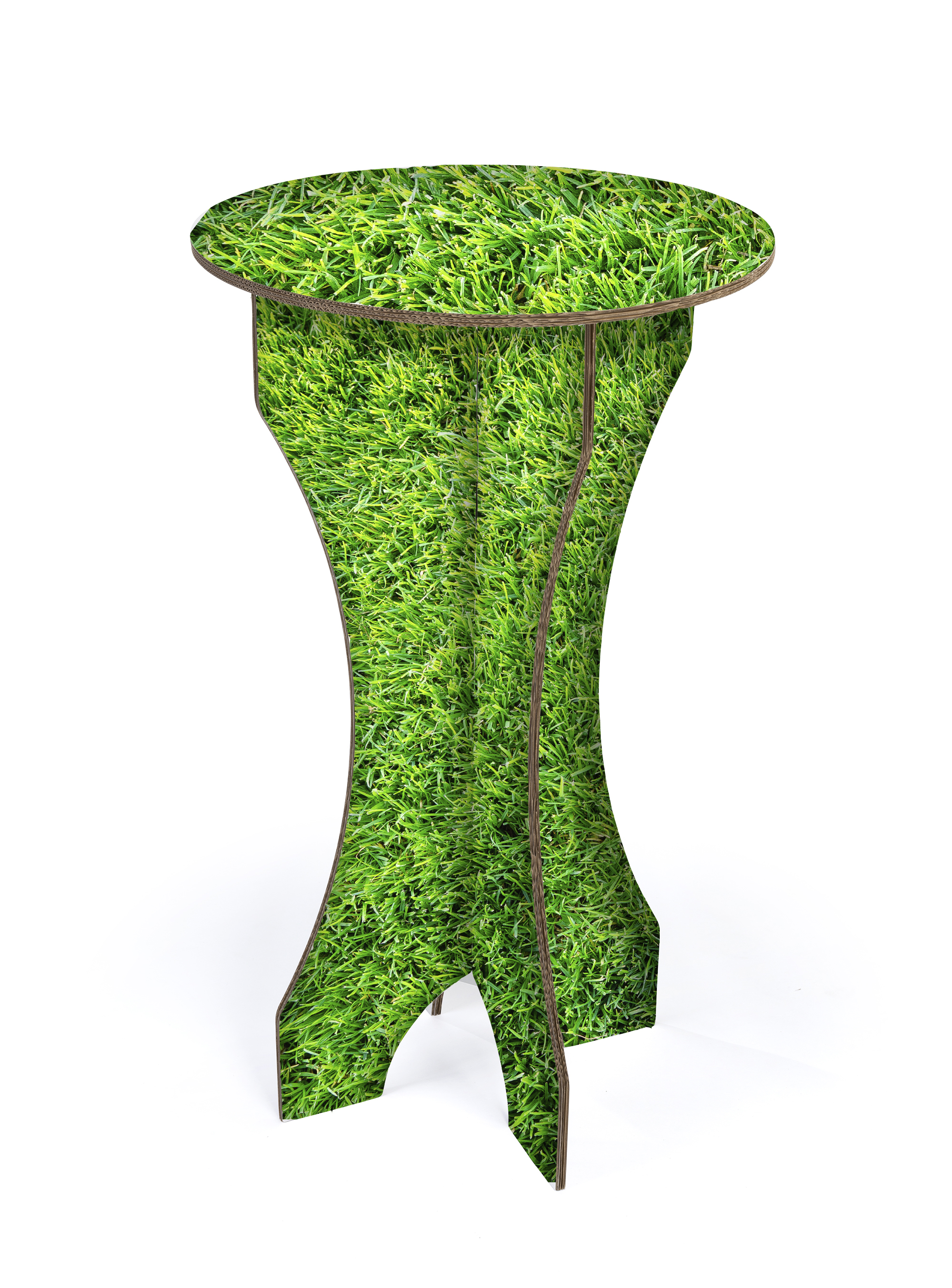 Flat Pack Corrugated Cocktail Table | 42"h, Grass Print | Displays2Go