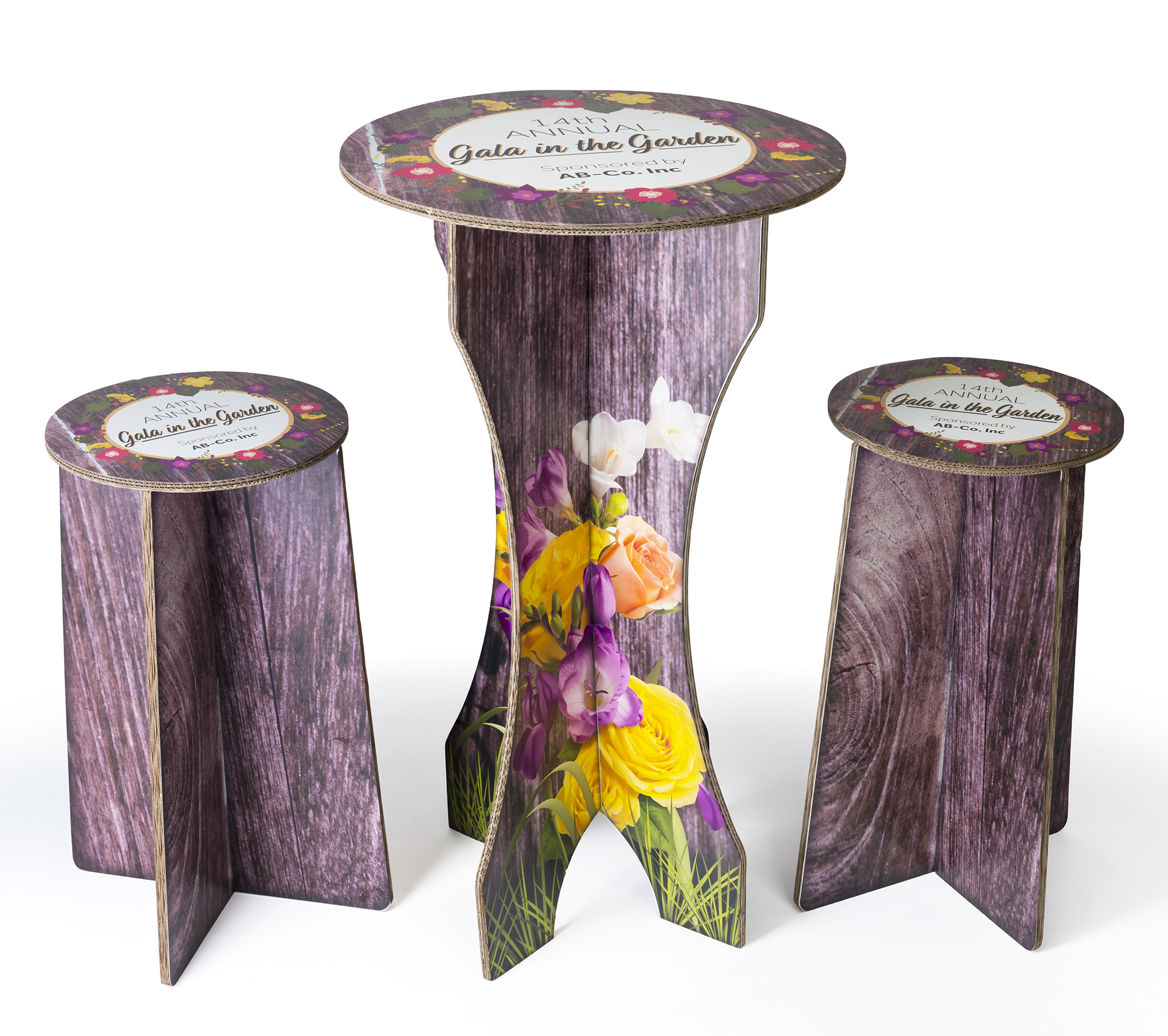 Branded Cardboard Bar Furniture | Custom Printed 3-Piece Set | Displays2Go