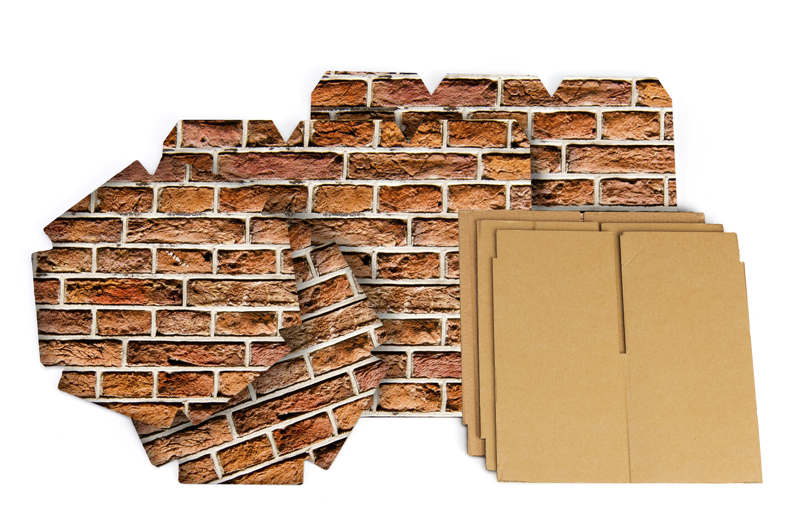 Corrugated Cardboard Furniture Stool | 17"h, Red Brick Print | Displays2Go