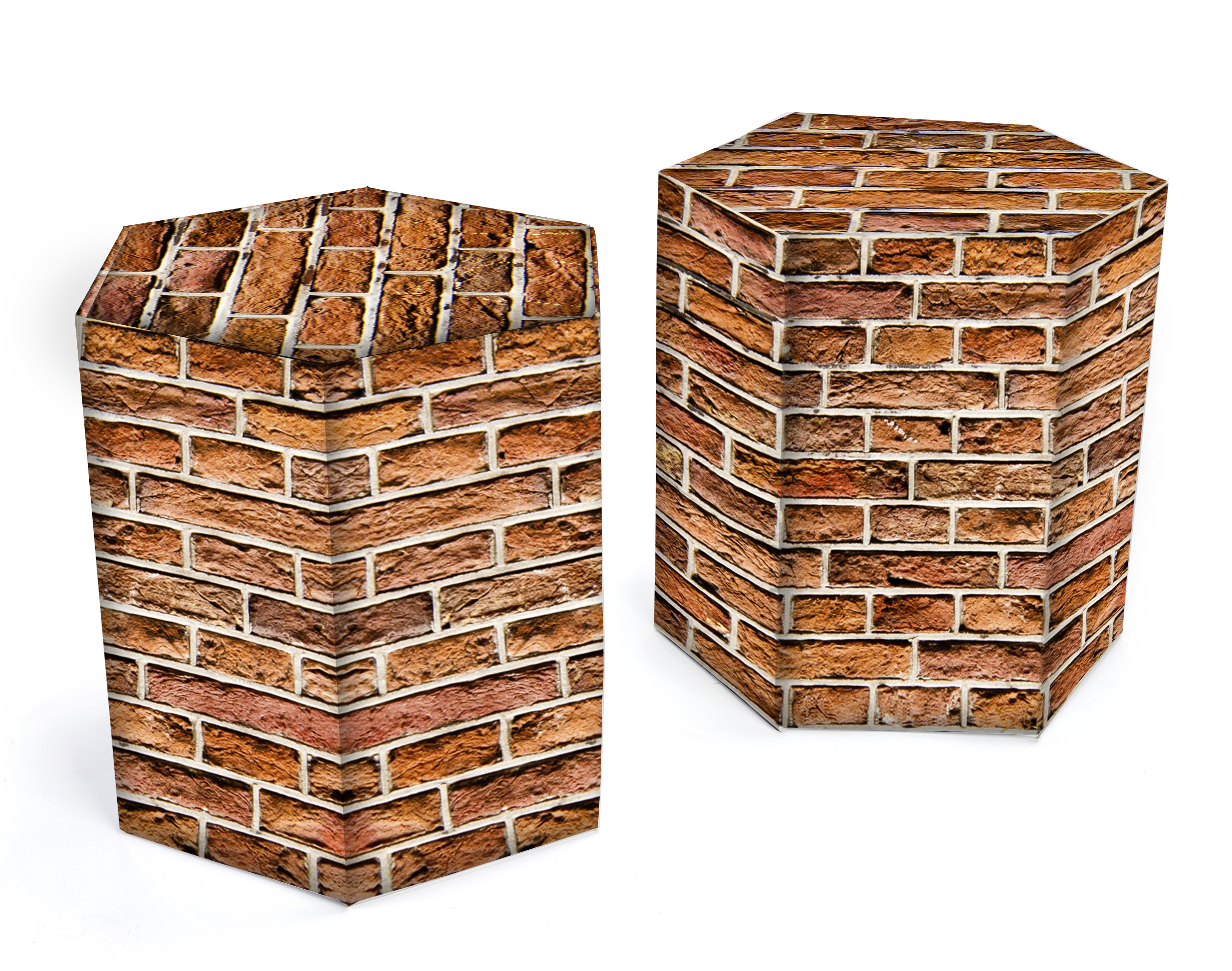 Corrugated Cardboard Furniture Stool | 17"h, Red Brick Print | Displays2Go