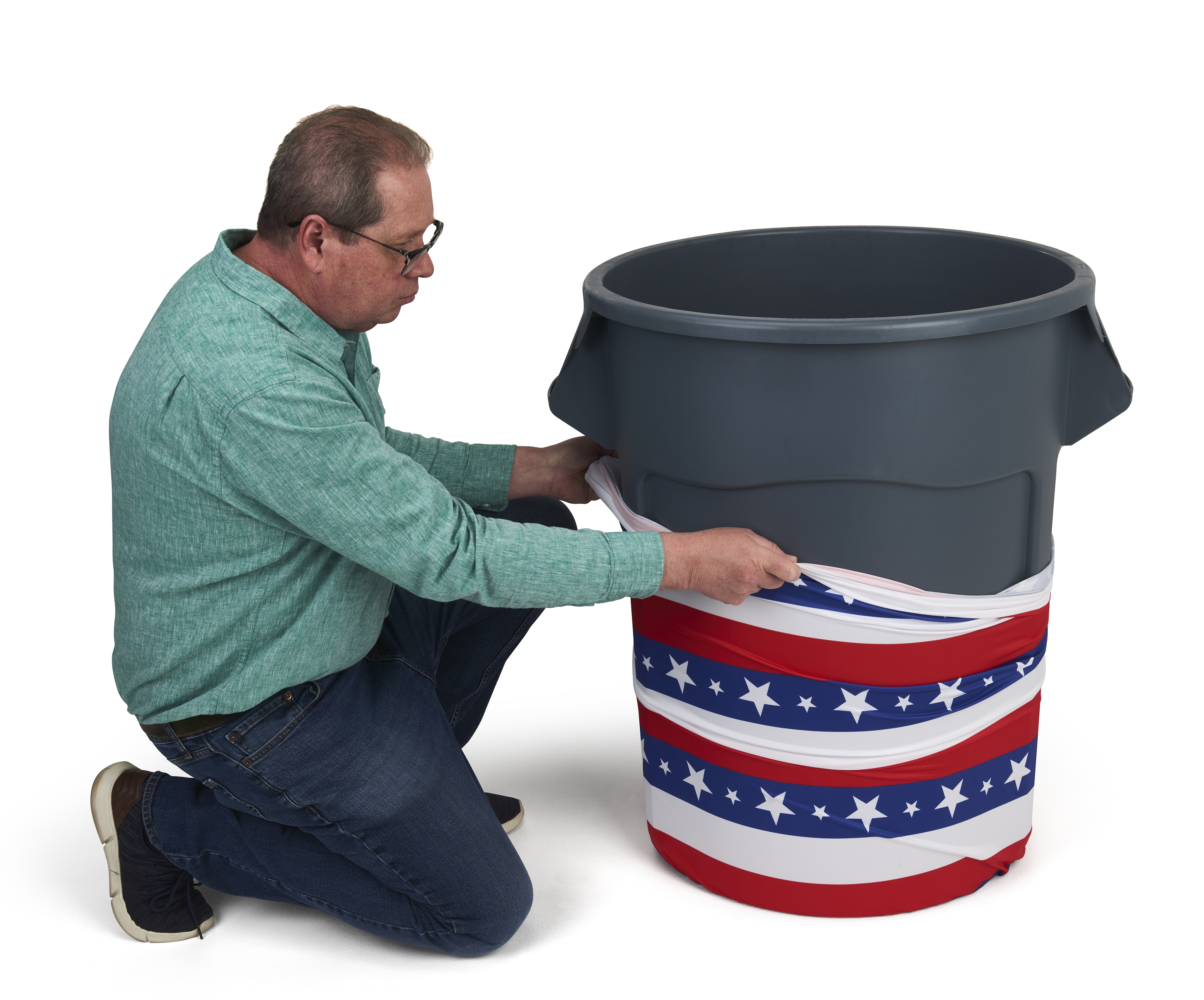 Patriotic Themed Trash Can Stretch Wrap | Reusable Polyester | Displays2Go