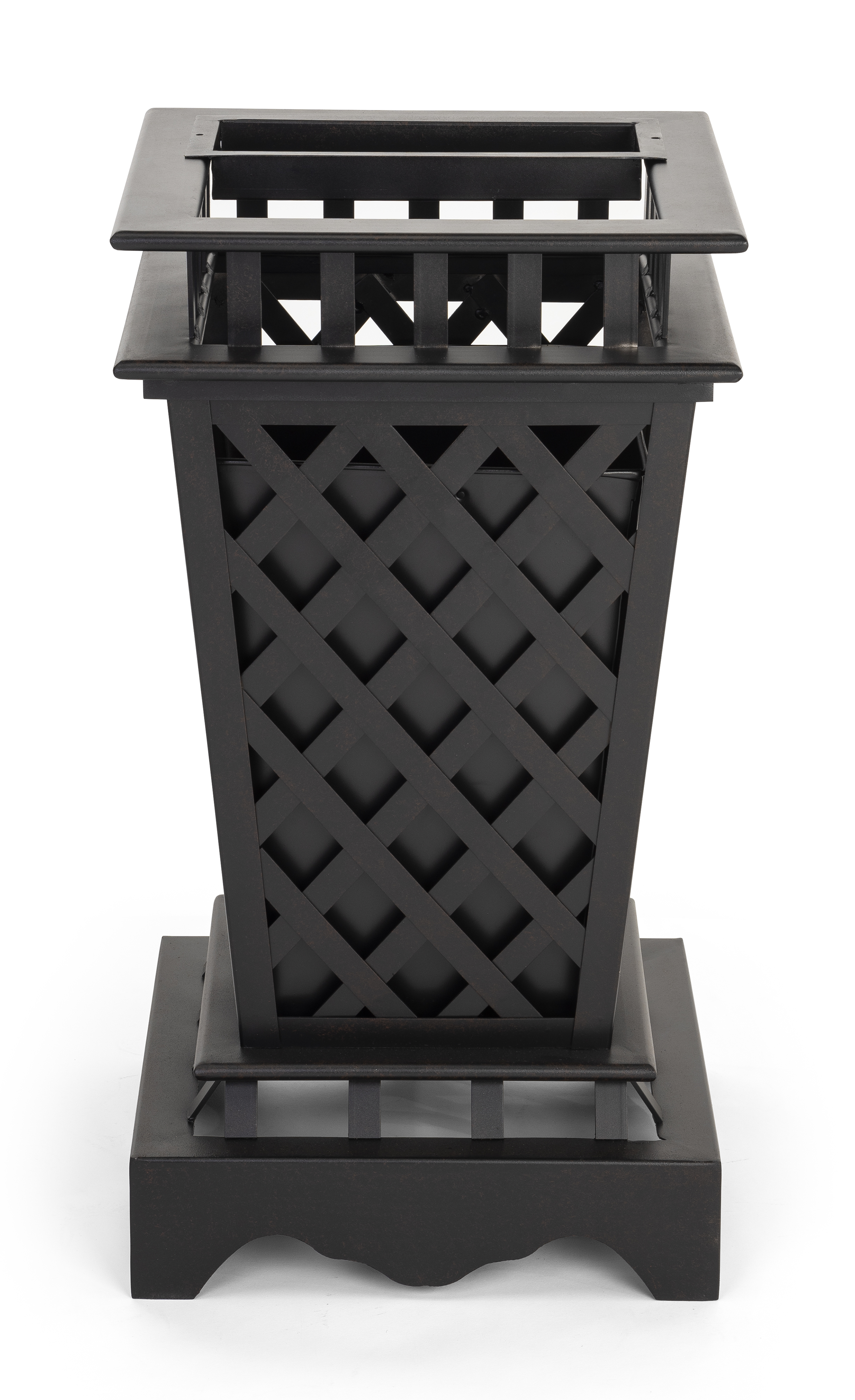 Open Top Outdoor Garbage Can | Four Panel Basket Weave Design | Displays2Go