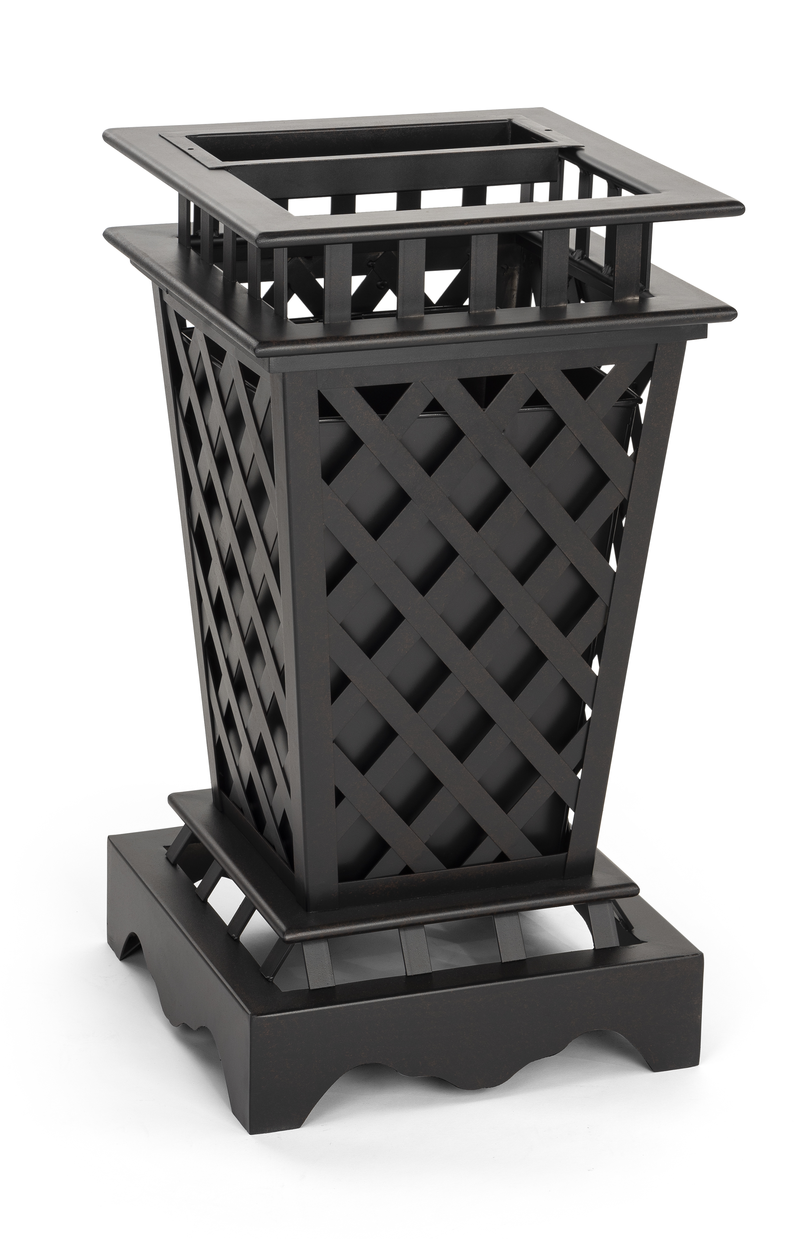 Open Top Outdoor Garbage Can | Four Panel Basket Weave Design | Displays2Go
