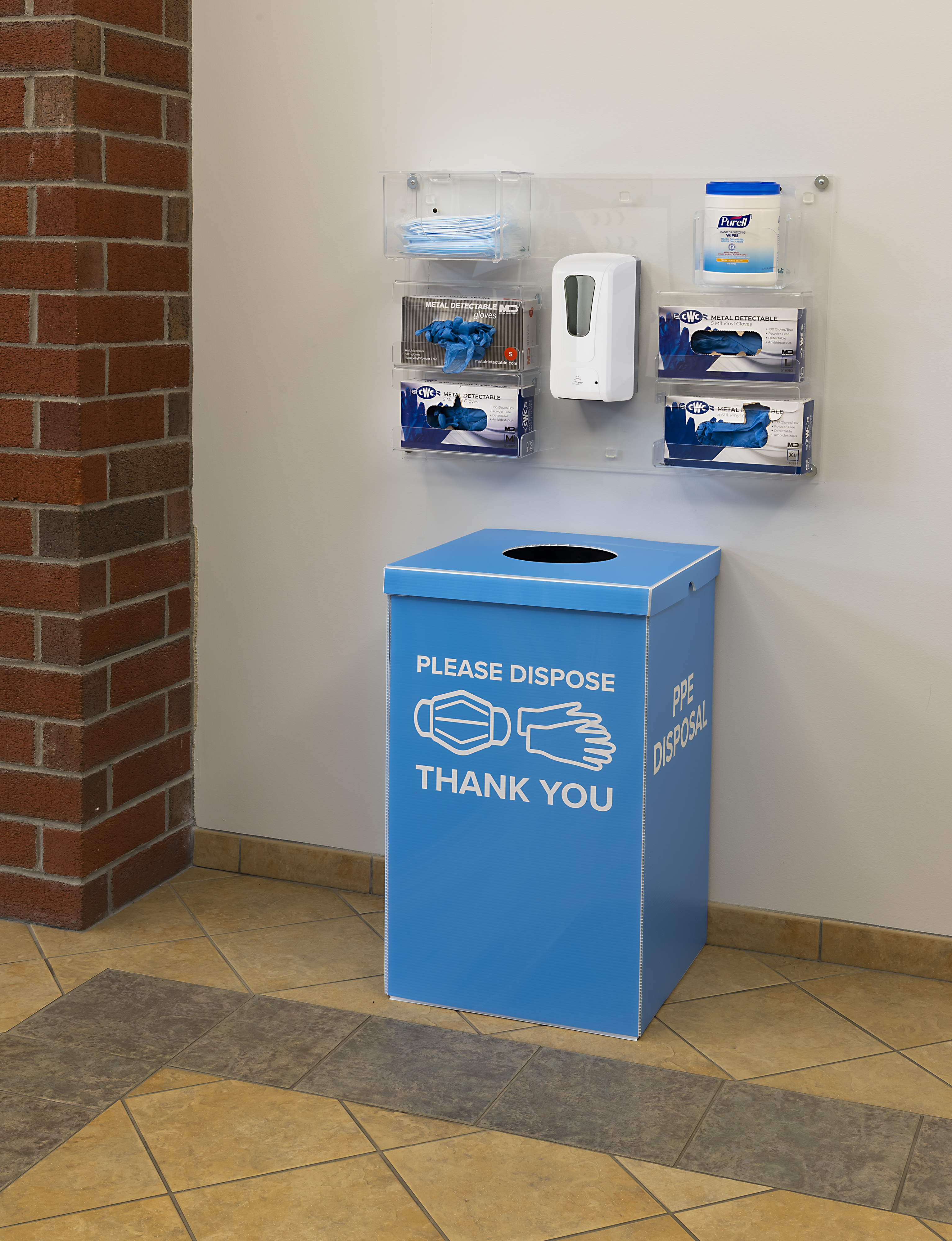 PPE Corrugated Plastic Trash Bin | Pre-Printed Disposal Graphic ...