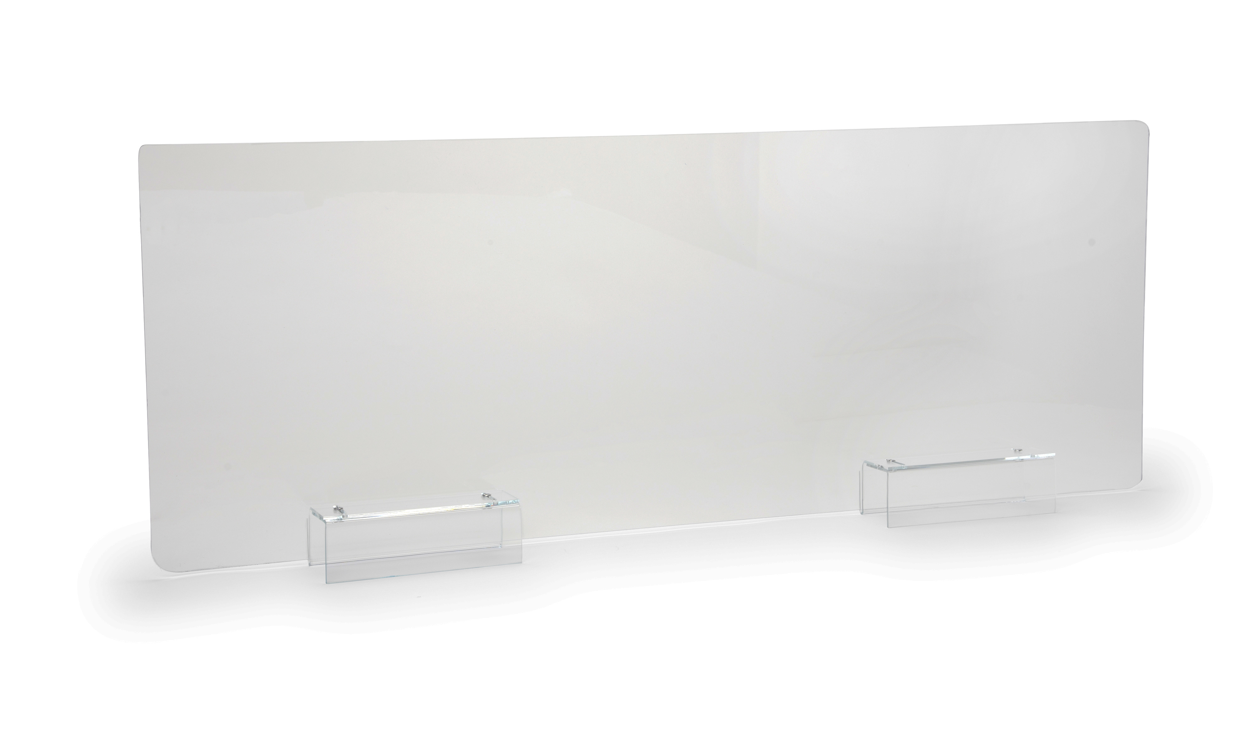 Cubicle Sneeze Guard | Clear Plexiglass Panel with Feet | Displays2Go