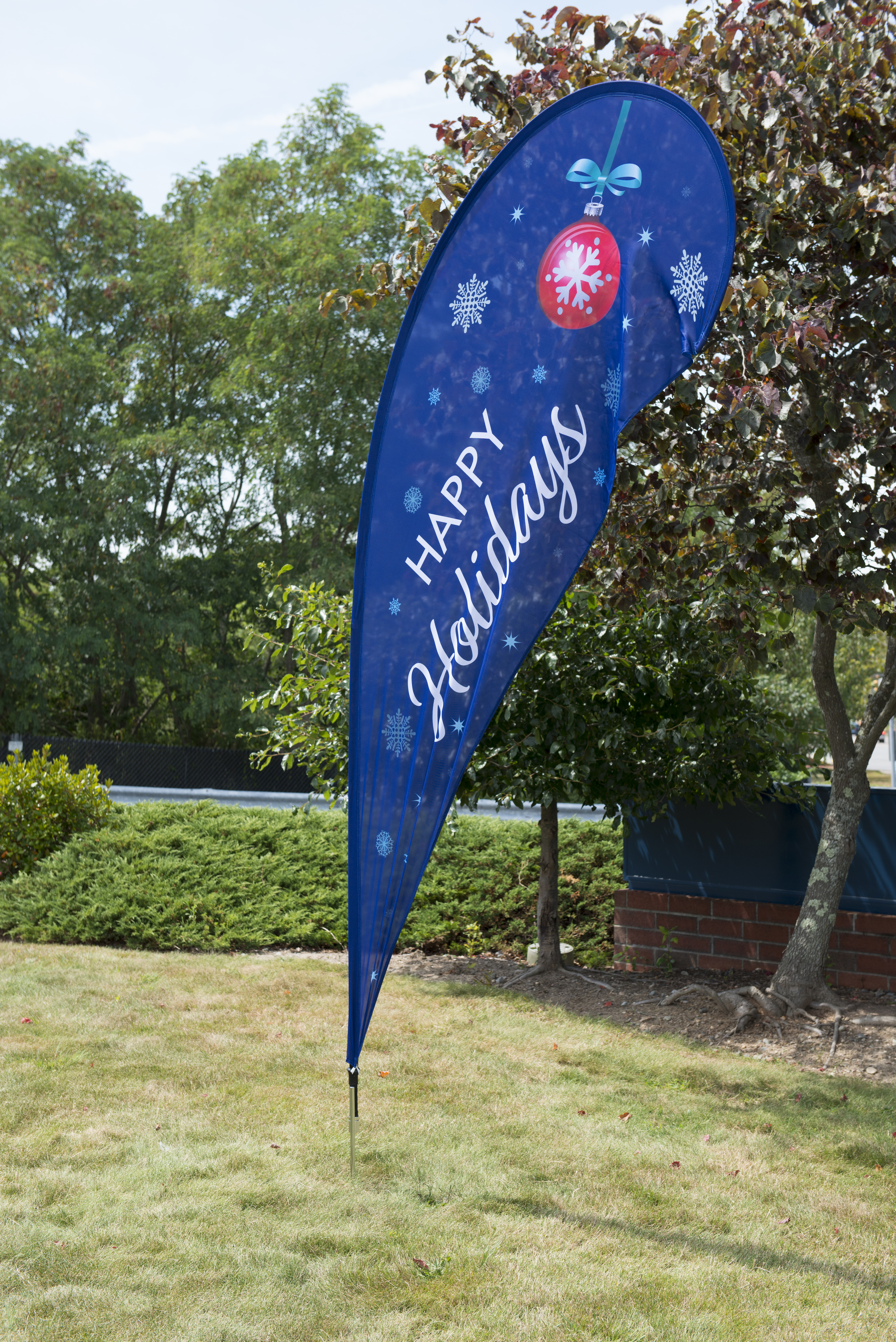 "Happy Holidays" Teardrop Flag | Ground Spike Included | Displays2Go