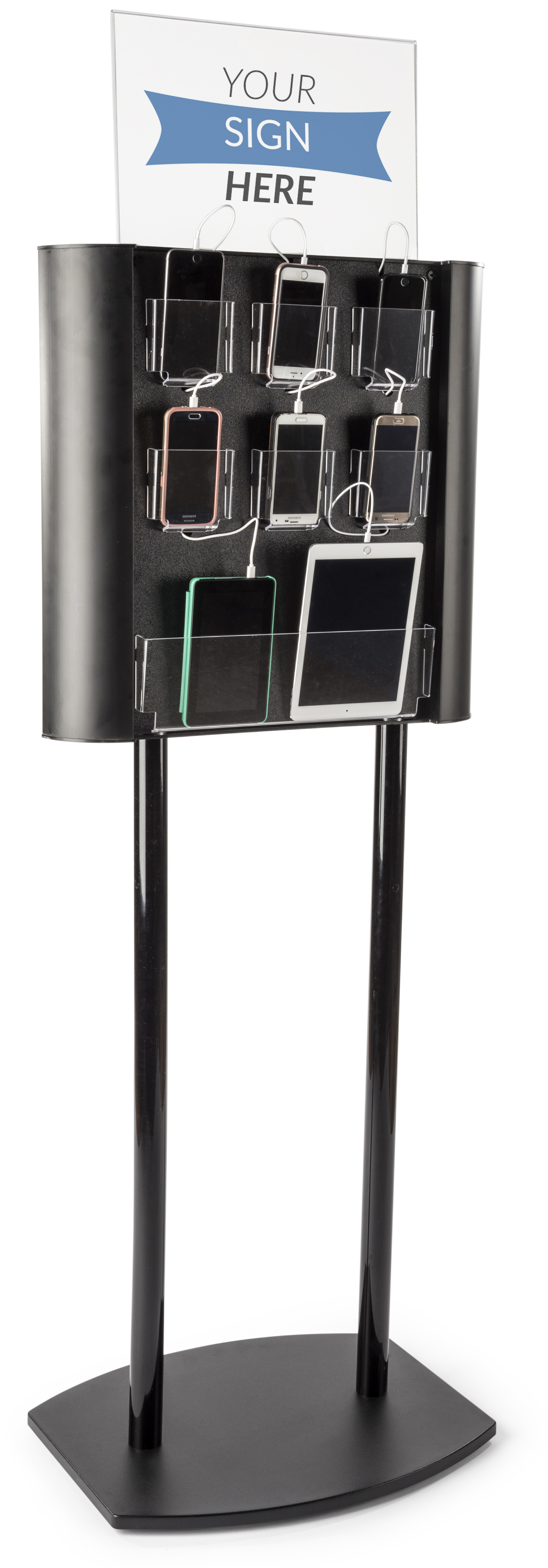 Standing iPad Charging Station | 17" x 11" Sign Header | Displays2Go