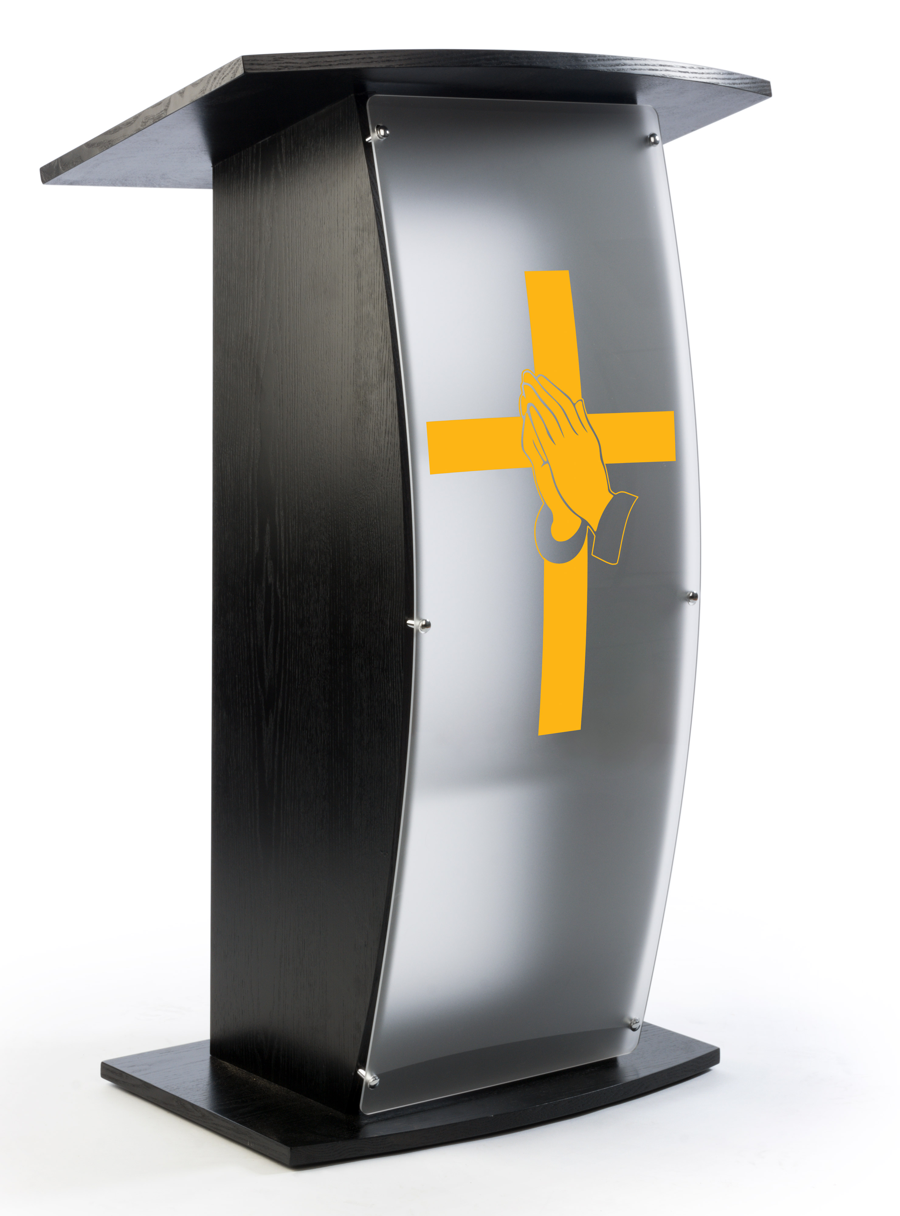 Contemporary Curved Lectern with Custom Panel | With 2 Shelves ...