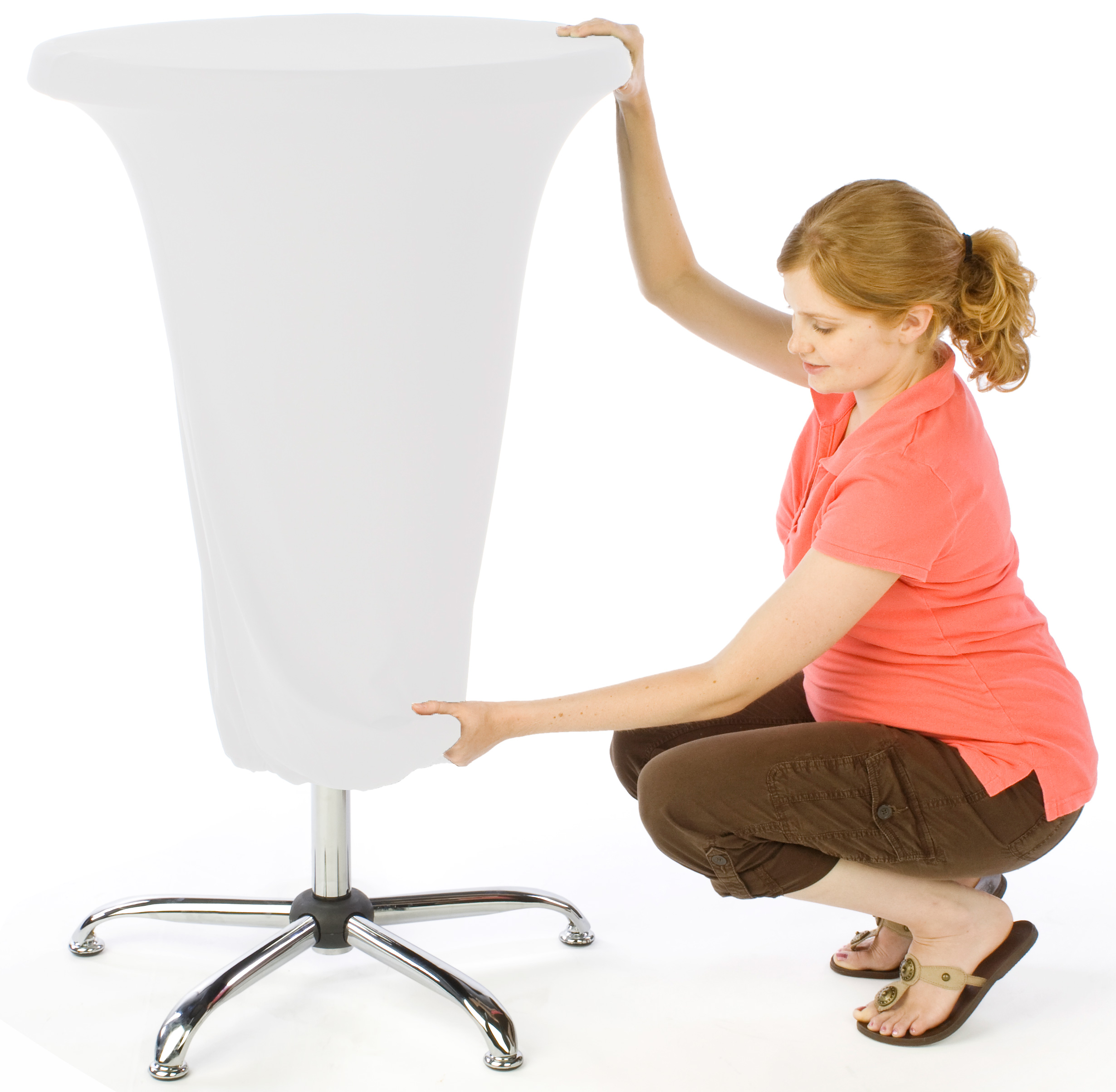 Cocktail Table | 27 x 47 Table w/ White Fitted Stretch Tablecloth ...