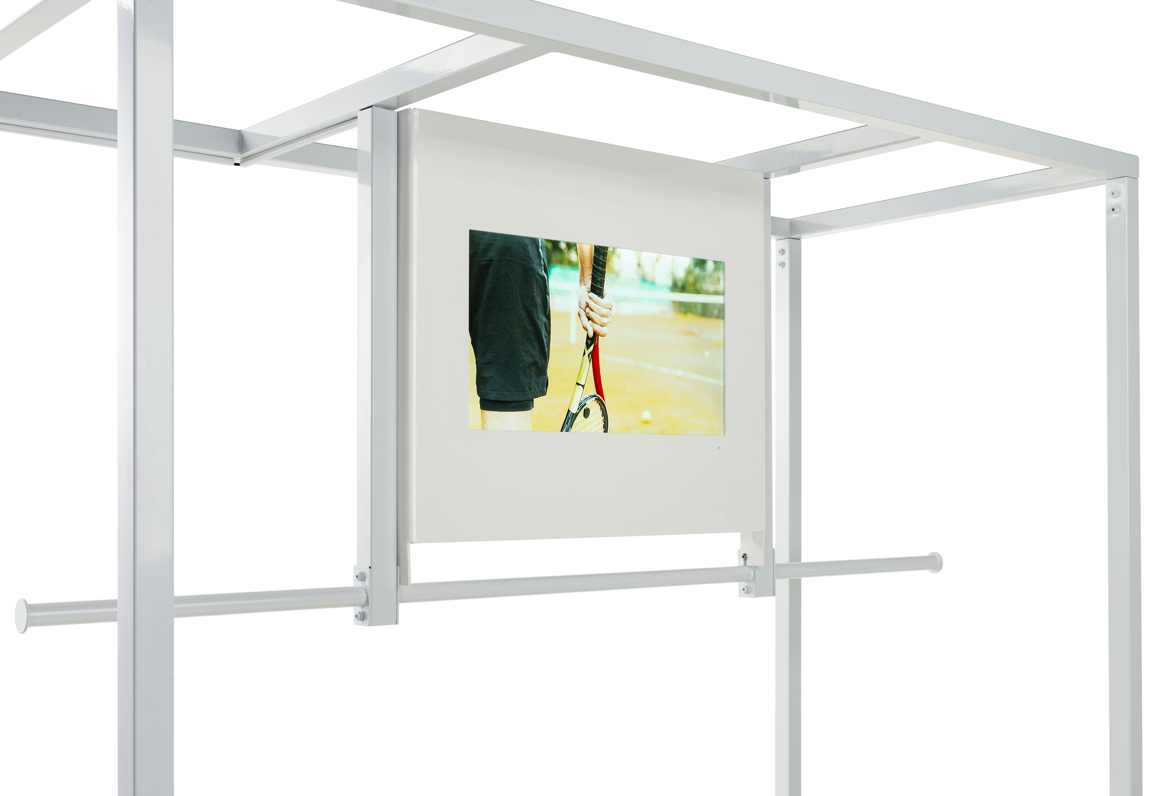 Clothing Rack with Video Screen | 21.5” LCD Display | Displays2Go