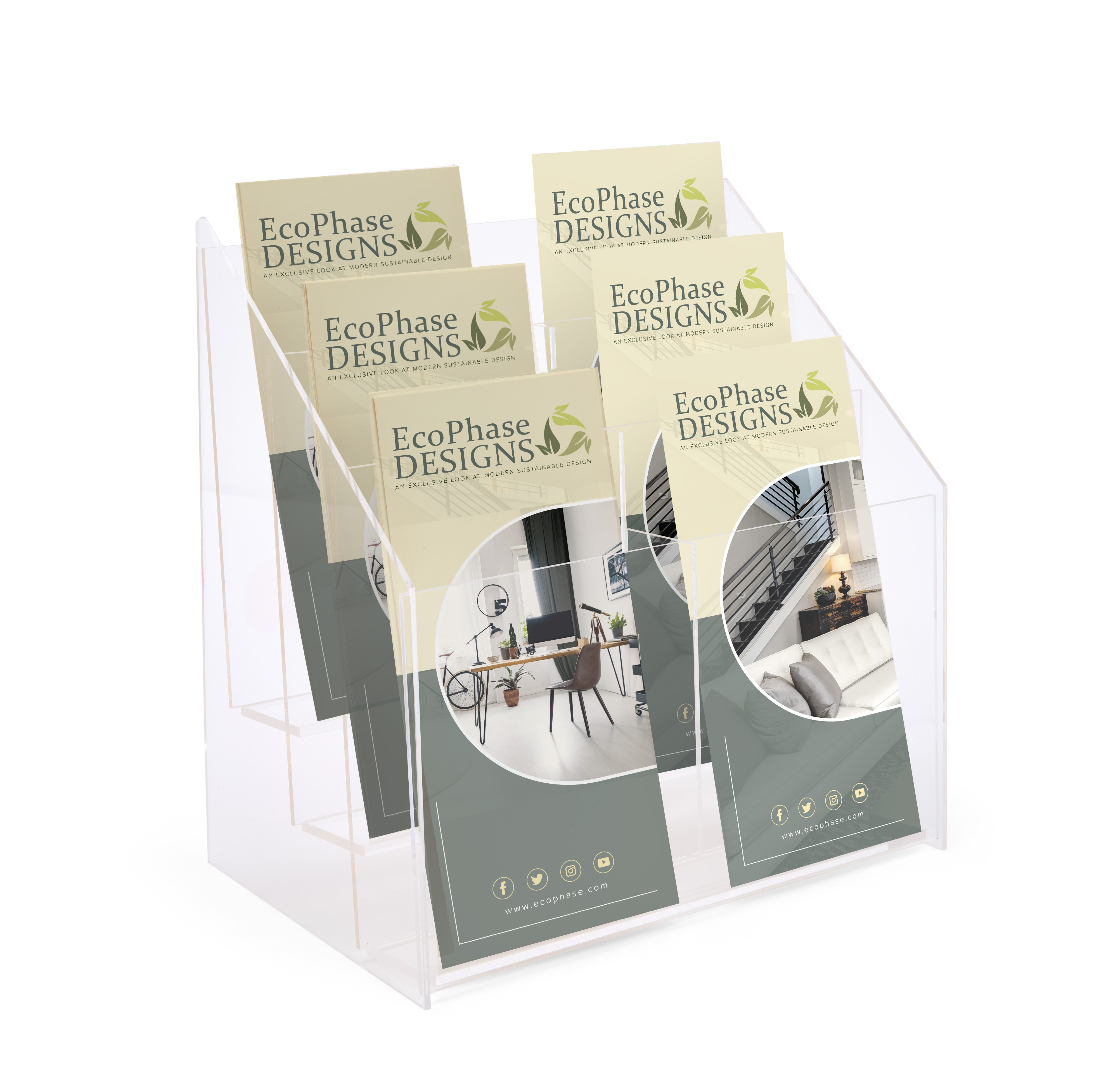 Tiered Brochure Racks | Literature Holder for Wide Leaflets | Displays2Go