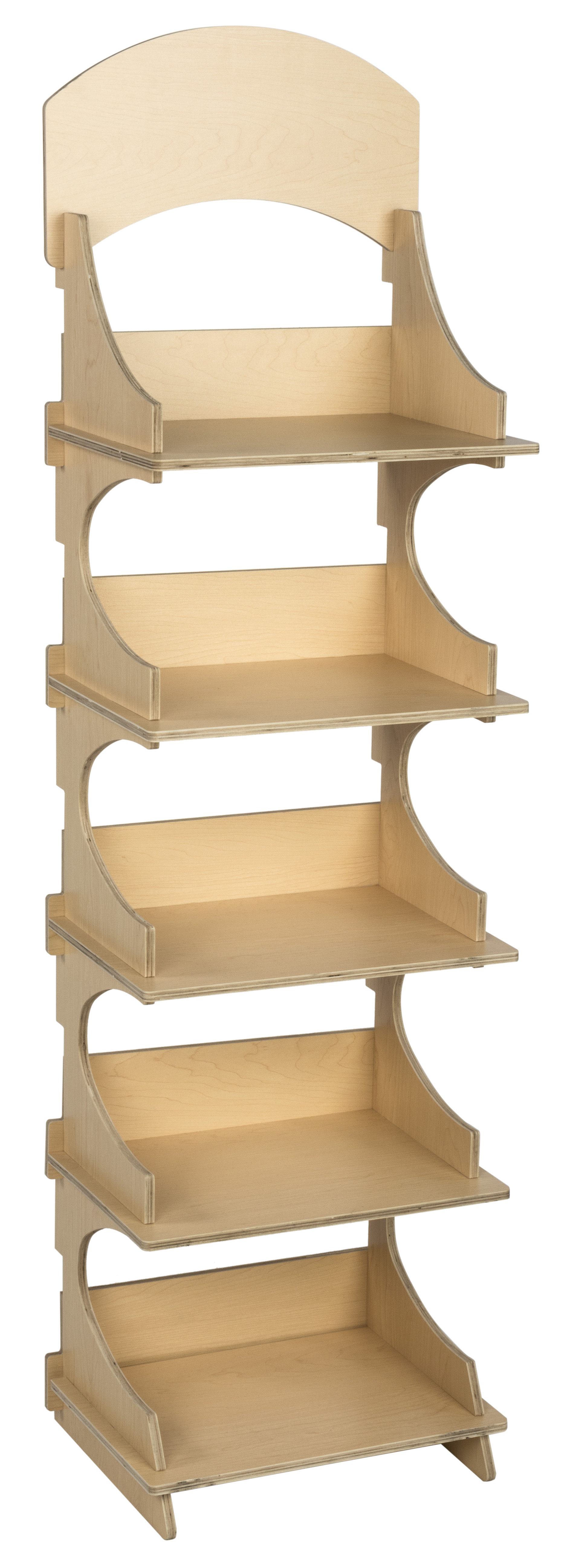 Five Shelf Wooden Display | Knock Down Interlocking Panels | Displays2Go