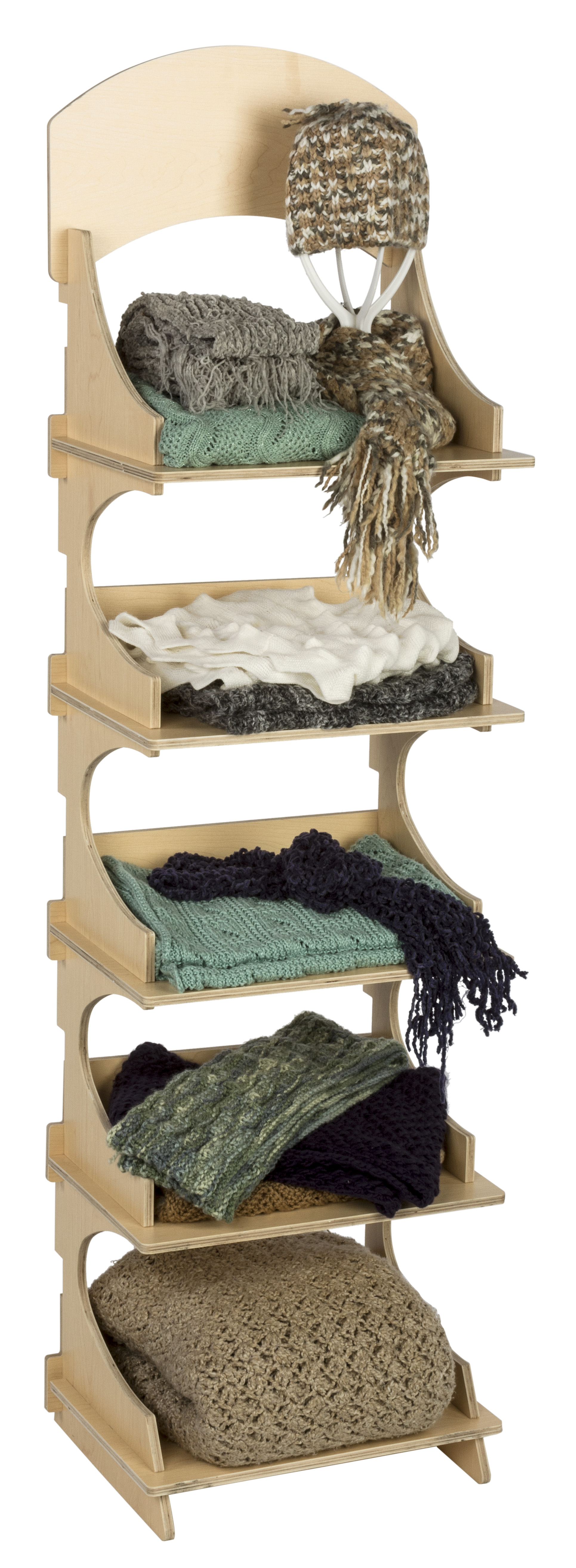 Five Shelf Wooden Display | Knock Down Interlocking Panels | Displays2Go