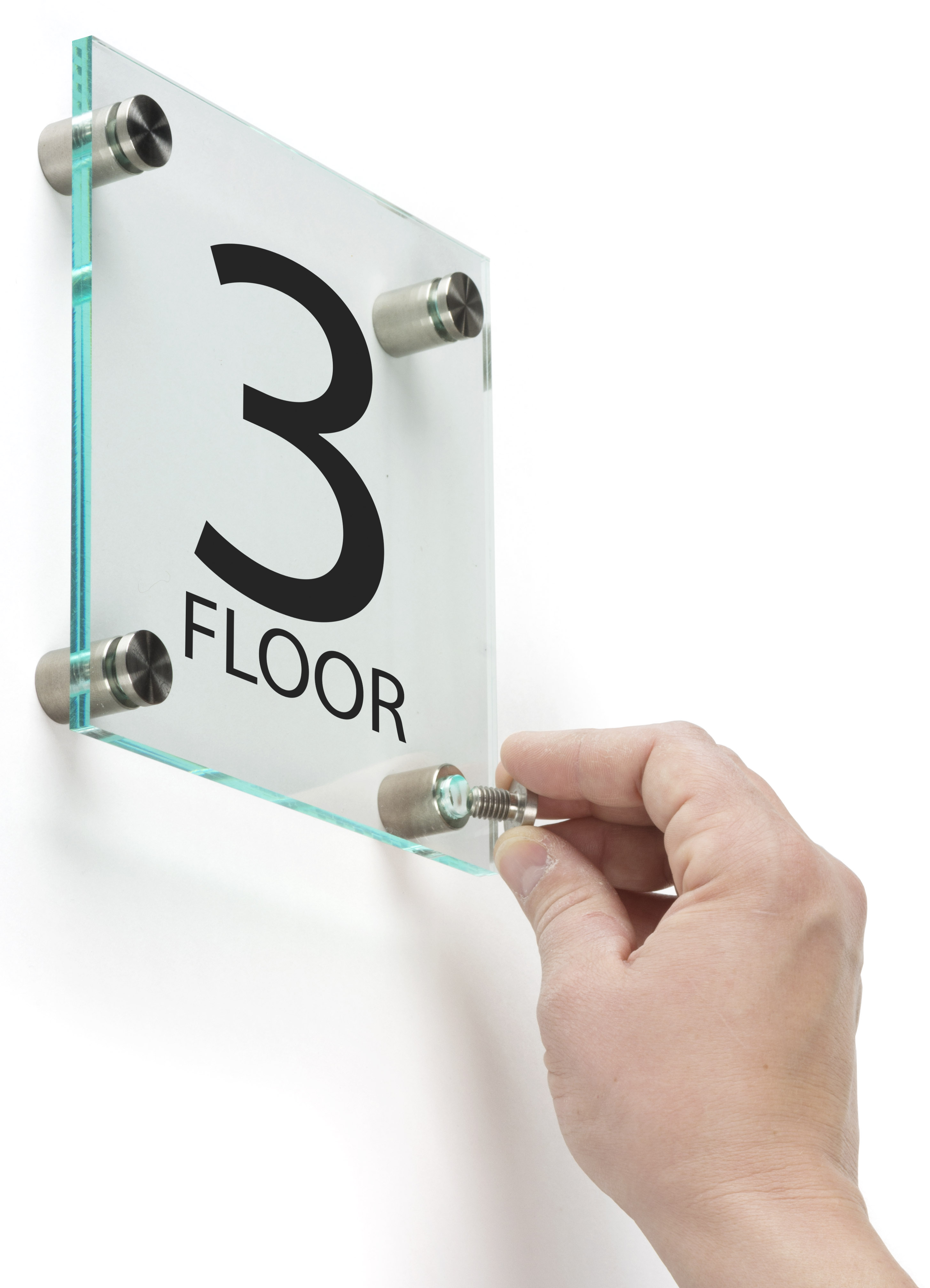 Acrylic Floor Level Sign | Clear with Standoffs | Displays2Go