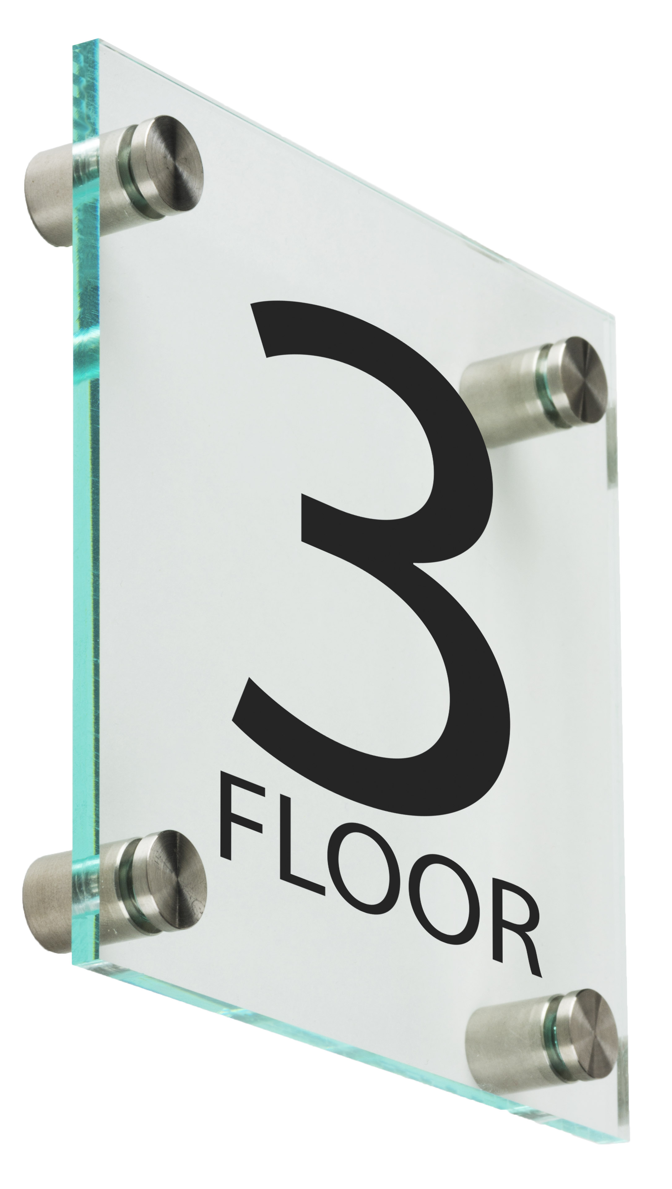 Acrylic Floor Level Sign | Clear with Standoffs | Displays2go