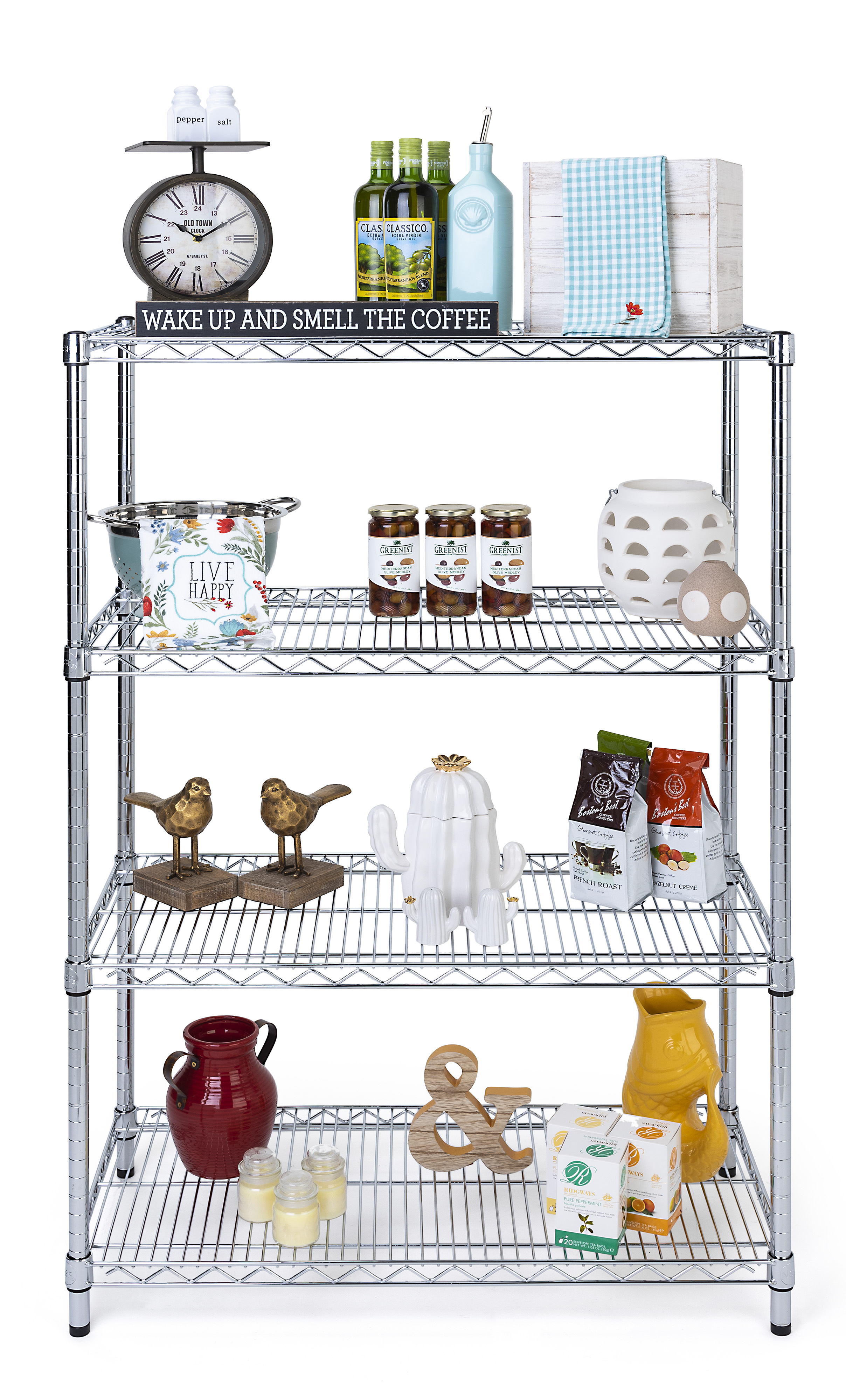 Free Standing Wire Shelving | 4 Commercial Grade Metal Tiers | Displays2Go