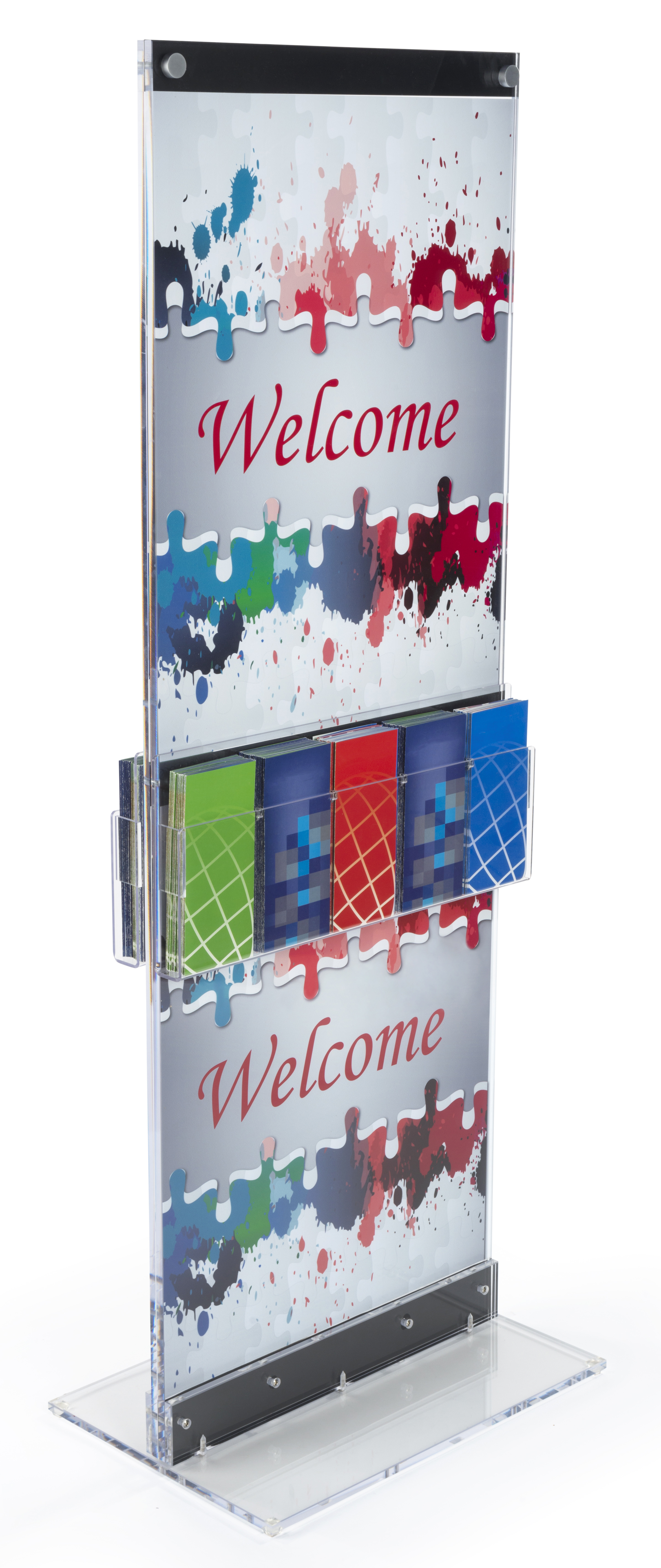 Acrylic Poster Stand with Pockets | 22x28 Full Color Prints | Displays2Go
