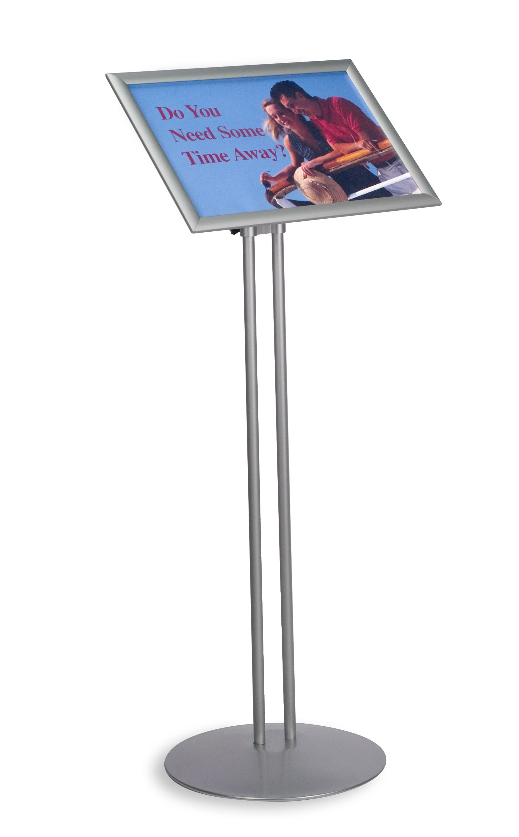 Lobby Stand With Adjustable Height | Silver 11 x 17 Frame | Displays2Go