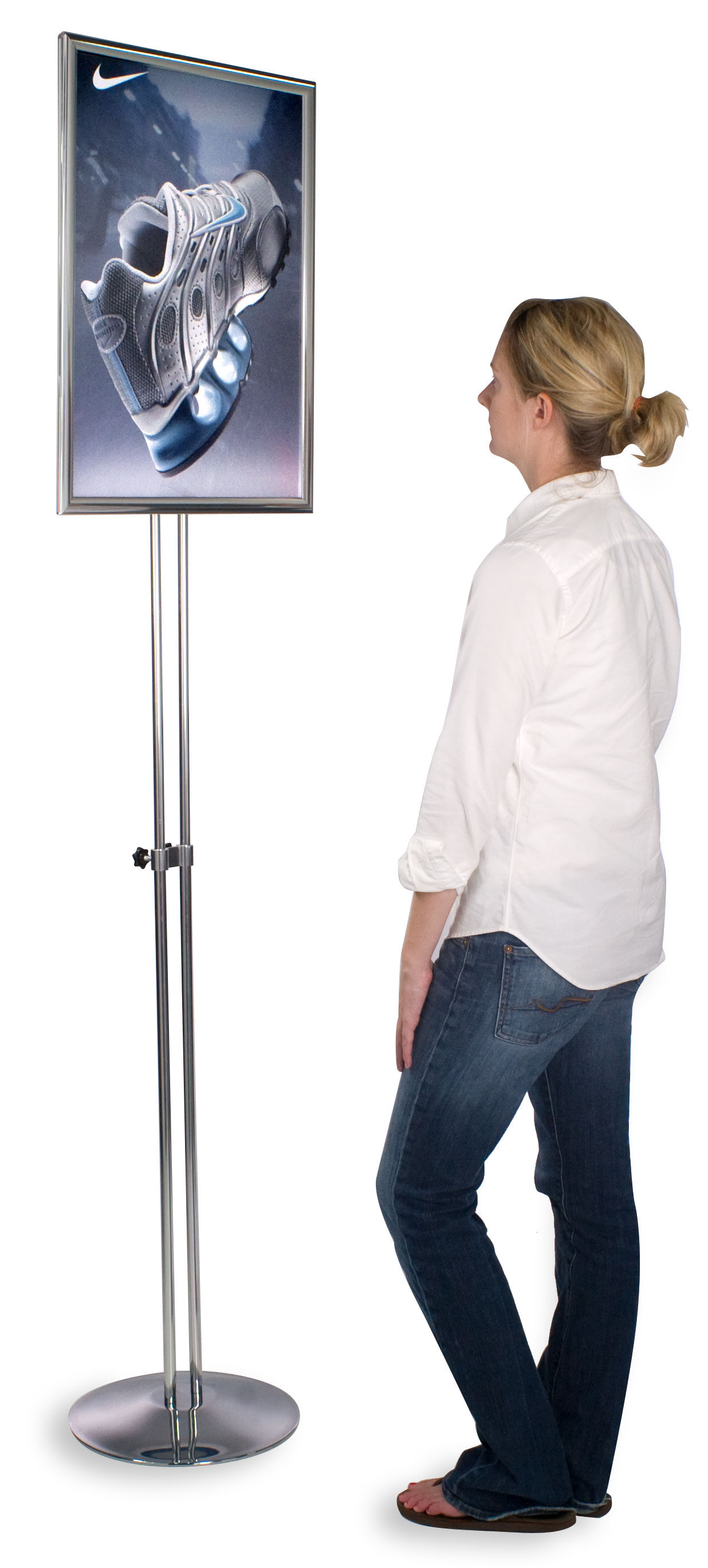 This sign holder, poster display features a fully adjustable design ...