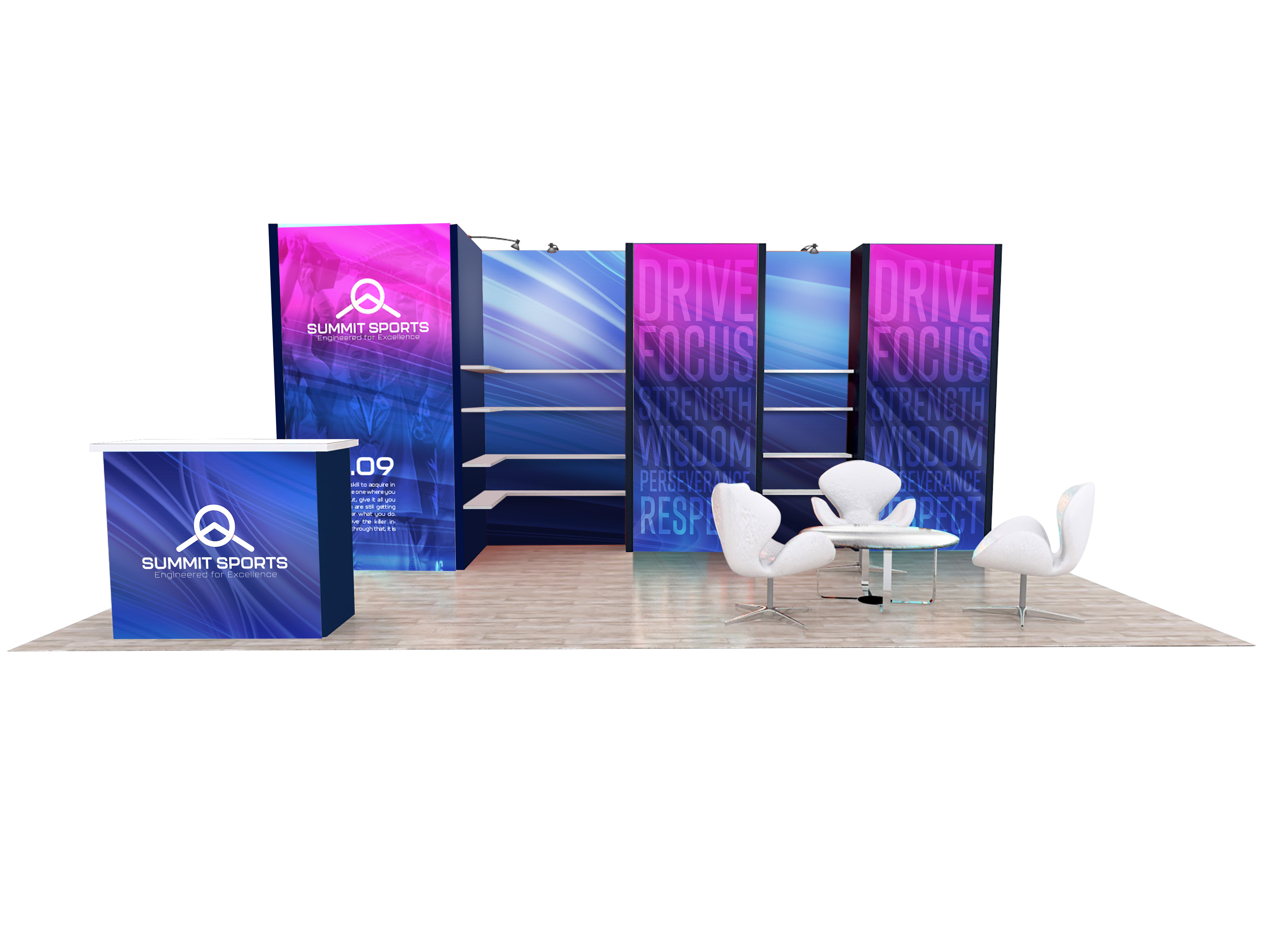 10x20 Modular Exhibit Booth |3 LED Lightboxes and Custom Graphics | Displays2Go