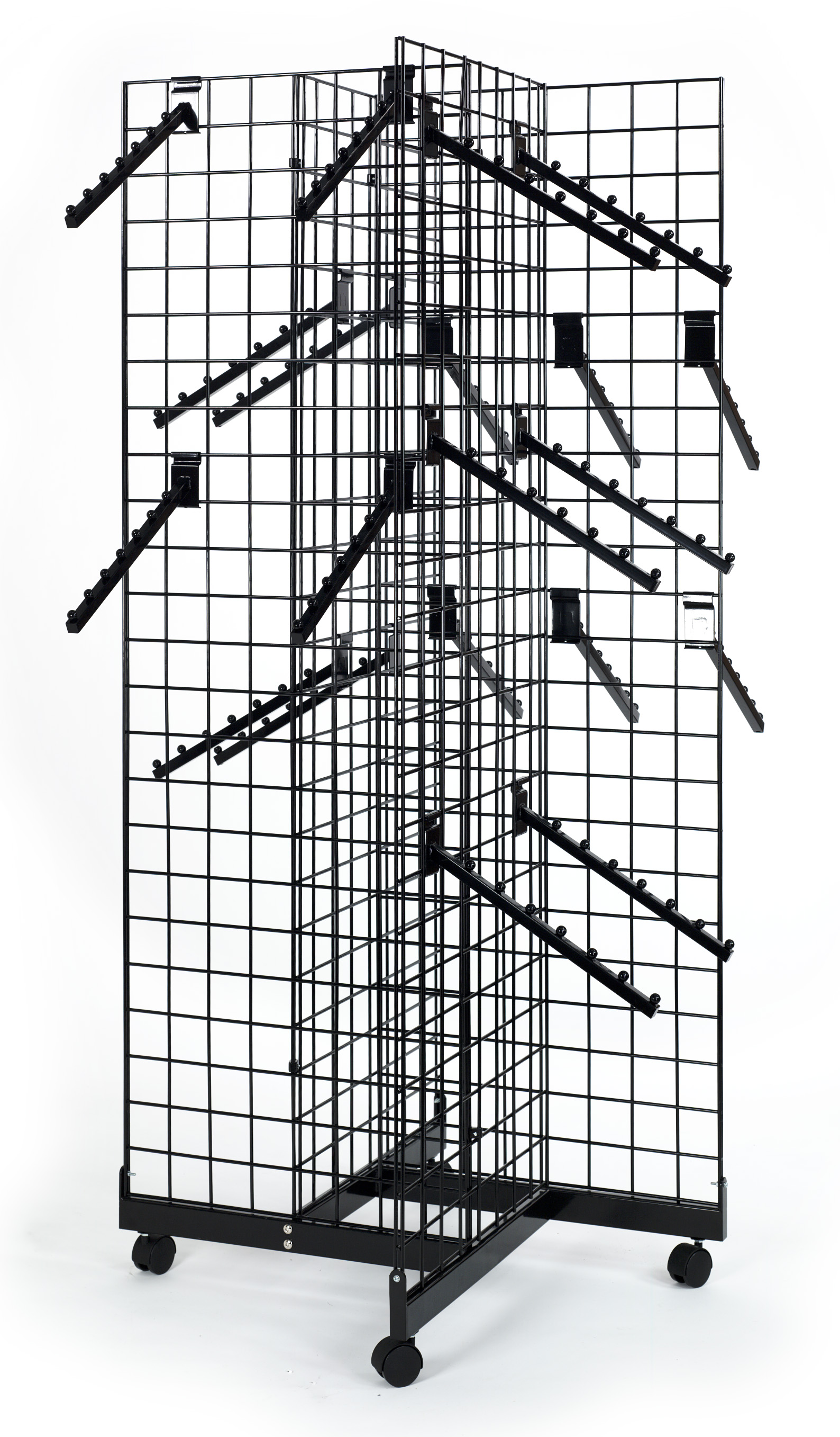 Four Way Grid Rack | Includes 25 Waterfall Faceout Hooks | Displays2Go