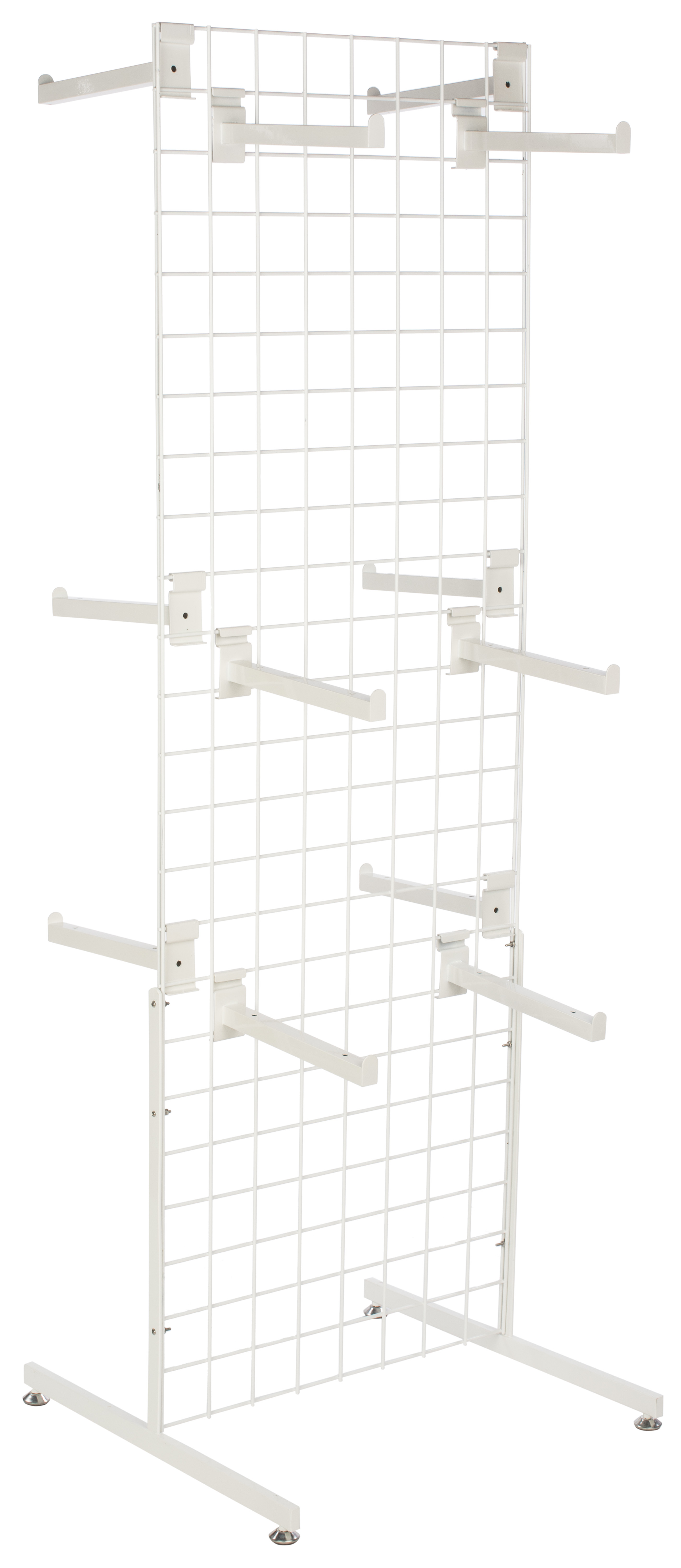 White Gridwall "T" Stand with 25 Faceouts | 12” Long Hooks | Displays2Go
