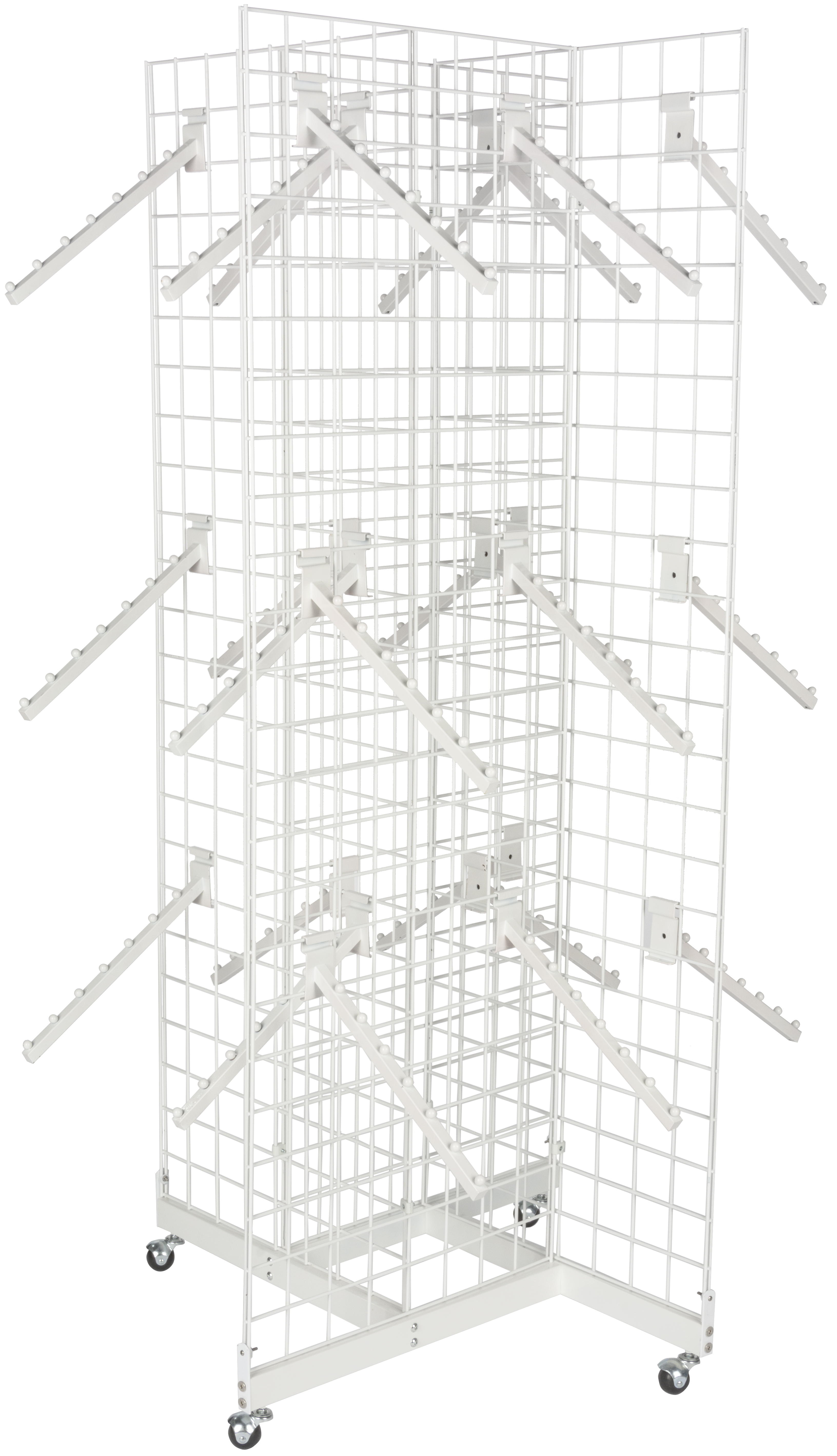 4-Sided White Gridwall Stand with 25 Waterfall Faceouts | Displays2Go