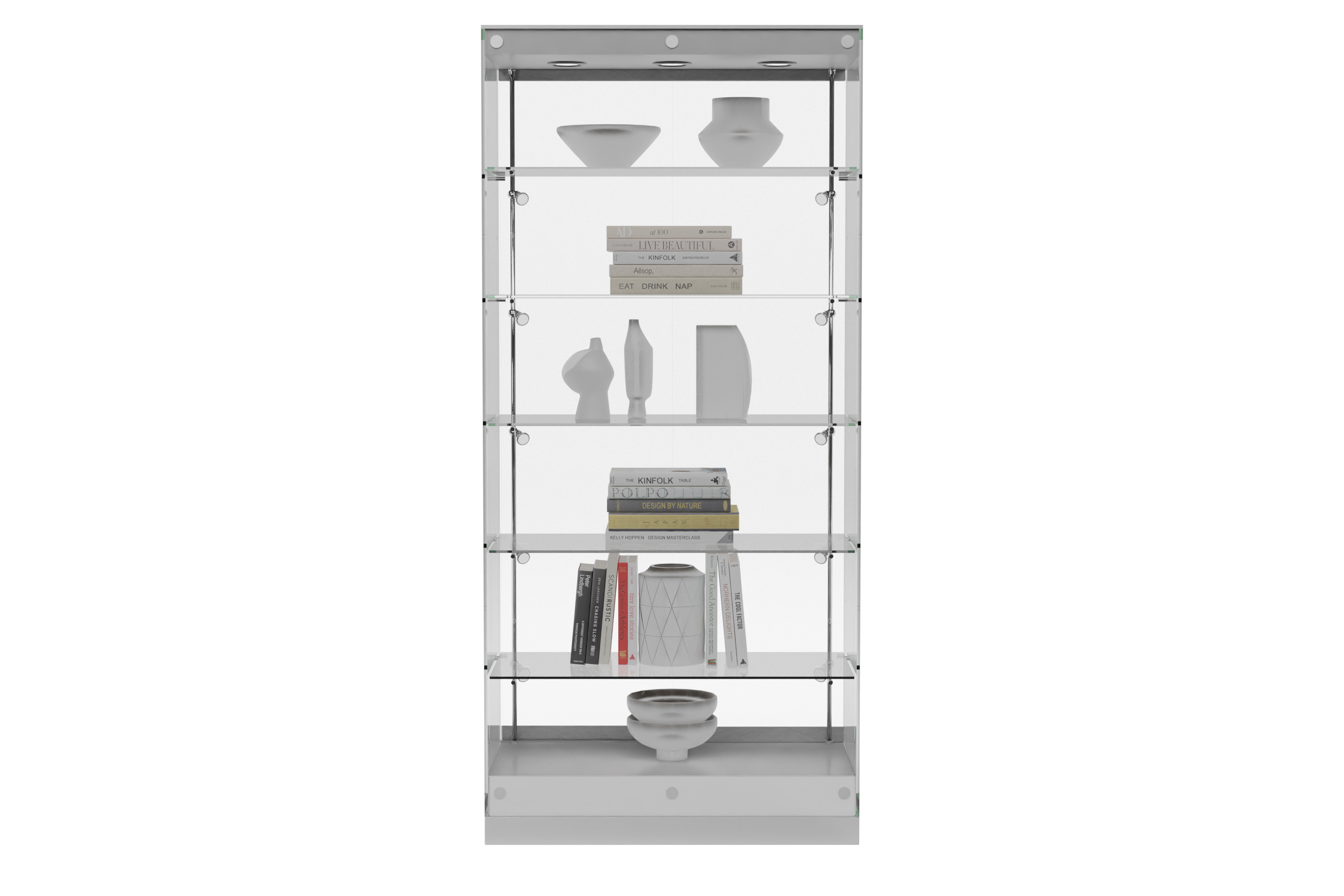 Modern LED Display Case | Silver Top & Base | Displays2Go