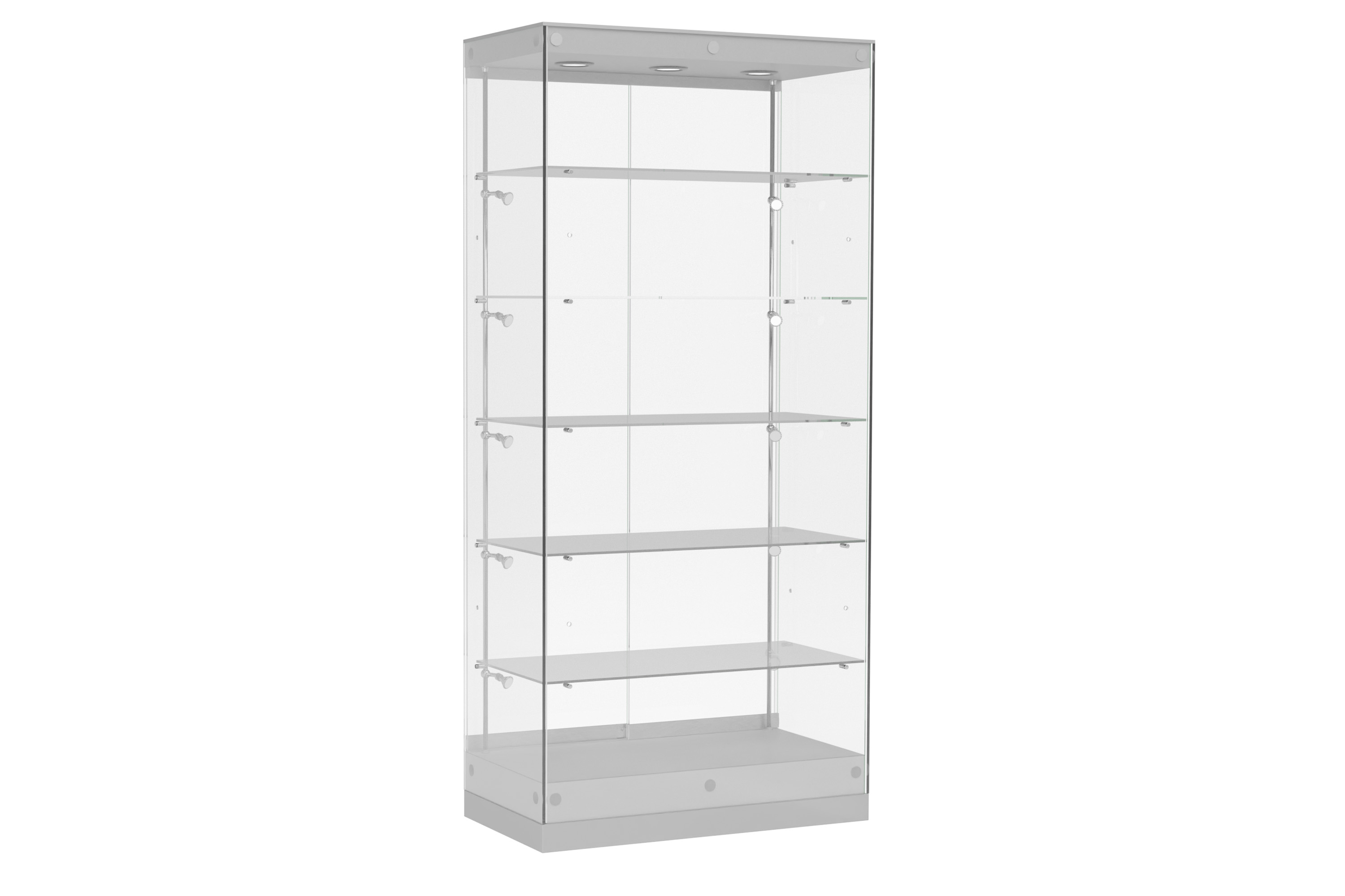Modern LED Display Case | Silver Top & Base | Displays2Go