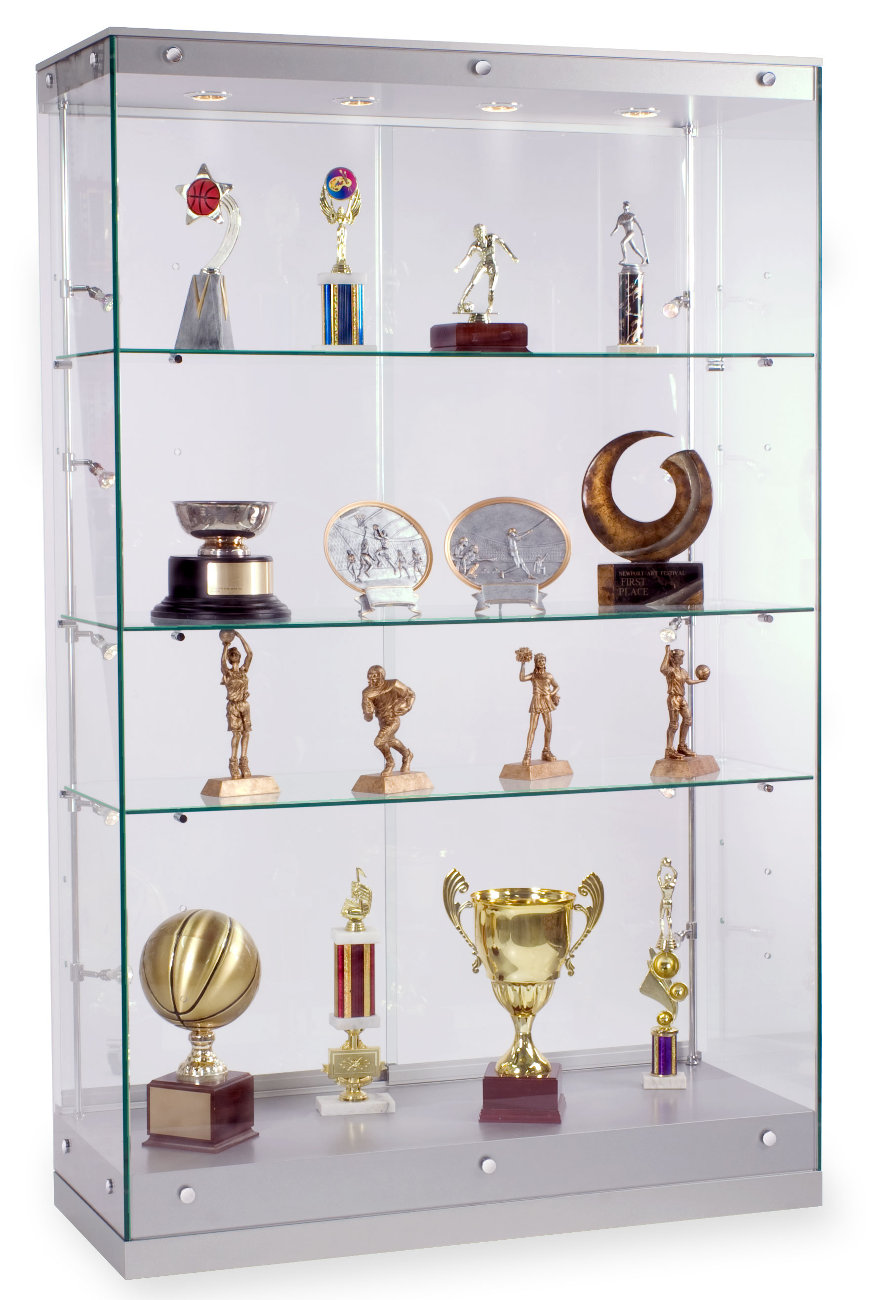 Award Display Case | Silver Painted Finished Trophy Cabinet | Displays2Go