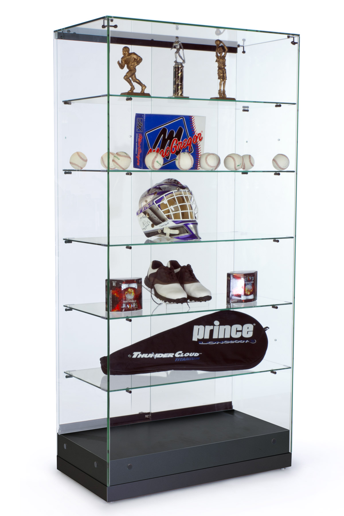 Black Display Case | Glass Showcase with (5) Shelves | Displays2Go