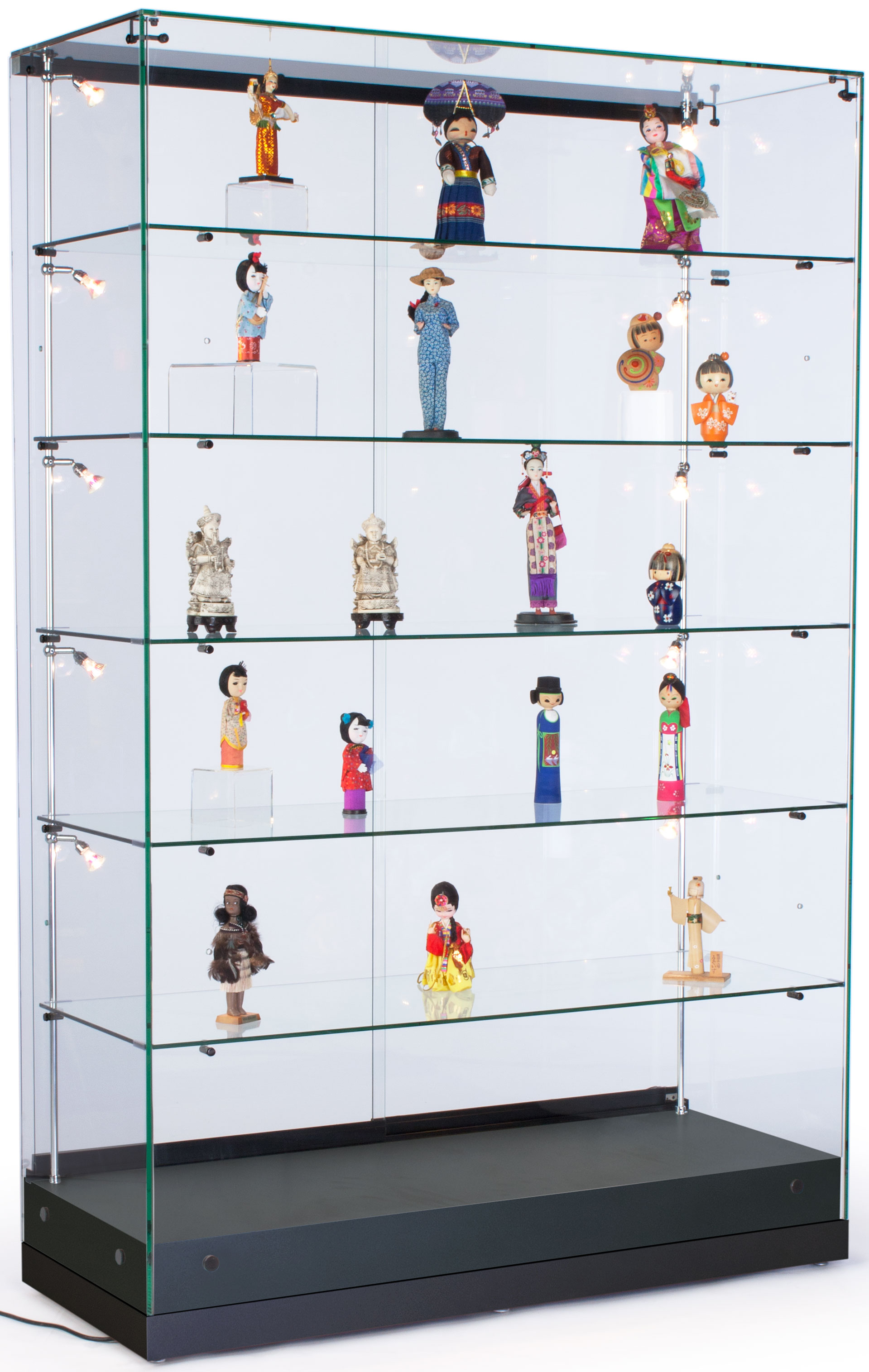Semi Gloss Black Display Case - With Side Panel Lighting | Displays2Go